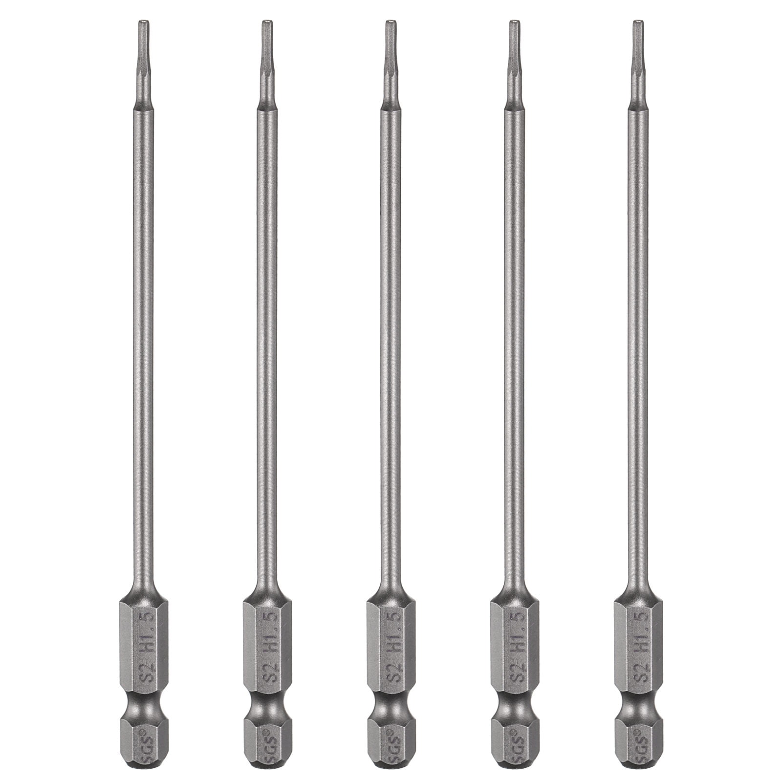 Uxcell 5pcs H1.5 Hex Head Drill Bit Wrench 1.5mm Metric Flat Tip 1/4 ...