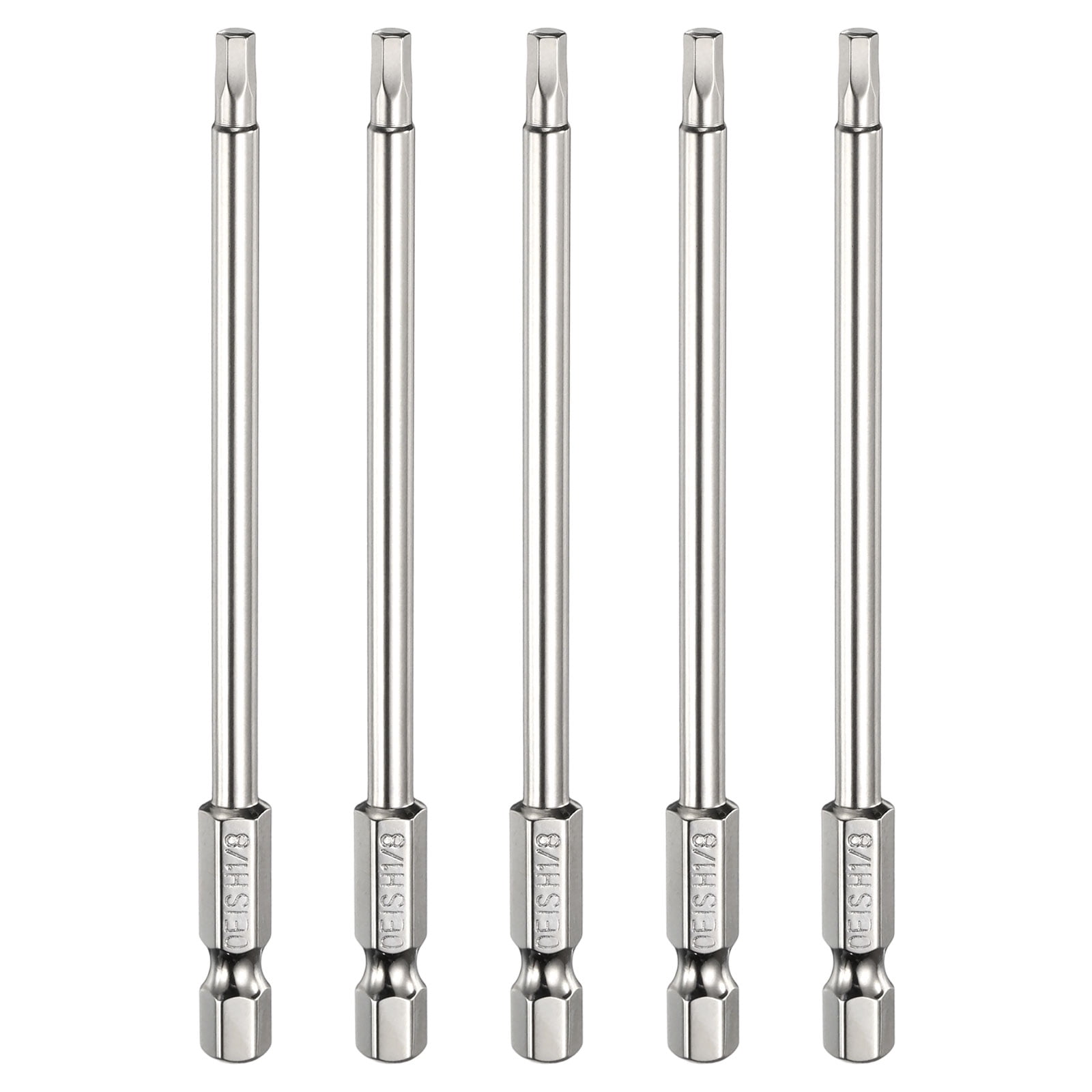 Uxcell 5pcs H1/8 Hex Head Screwdriver Bit 1/8" Flat Tip 1/4" Hex Shank ...