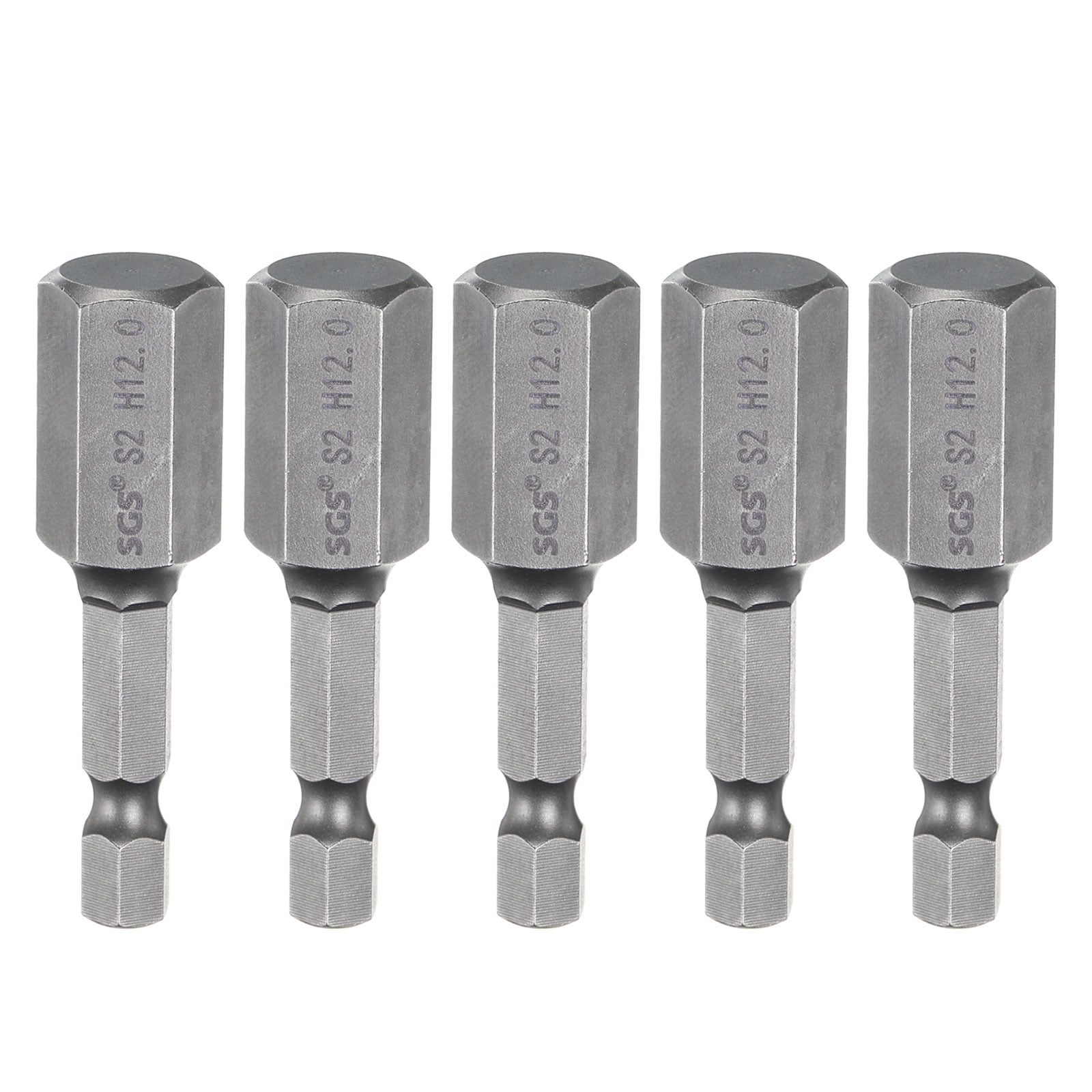 Uxcell 5pcs H12.0 Hex Head Drill Bit Wrench 12mm Metric Flat Tip 1/4 ...