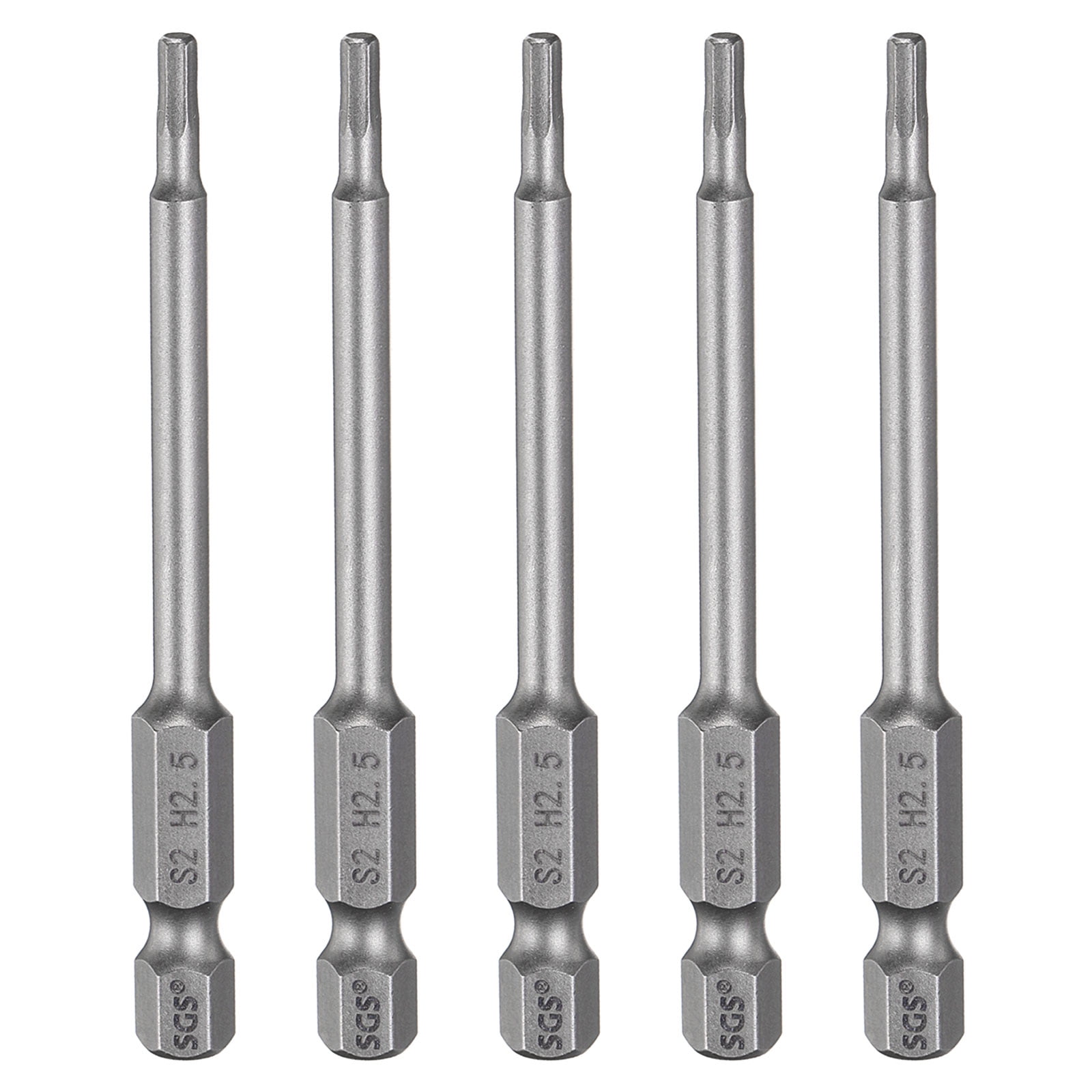 Uxcell 5pcs H2.5 Hex Head Drill Bit Wrench 2.5mm Metric Flat Tip 1/4 ...