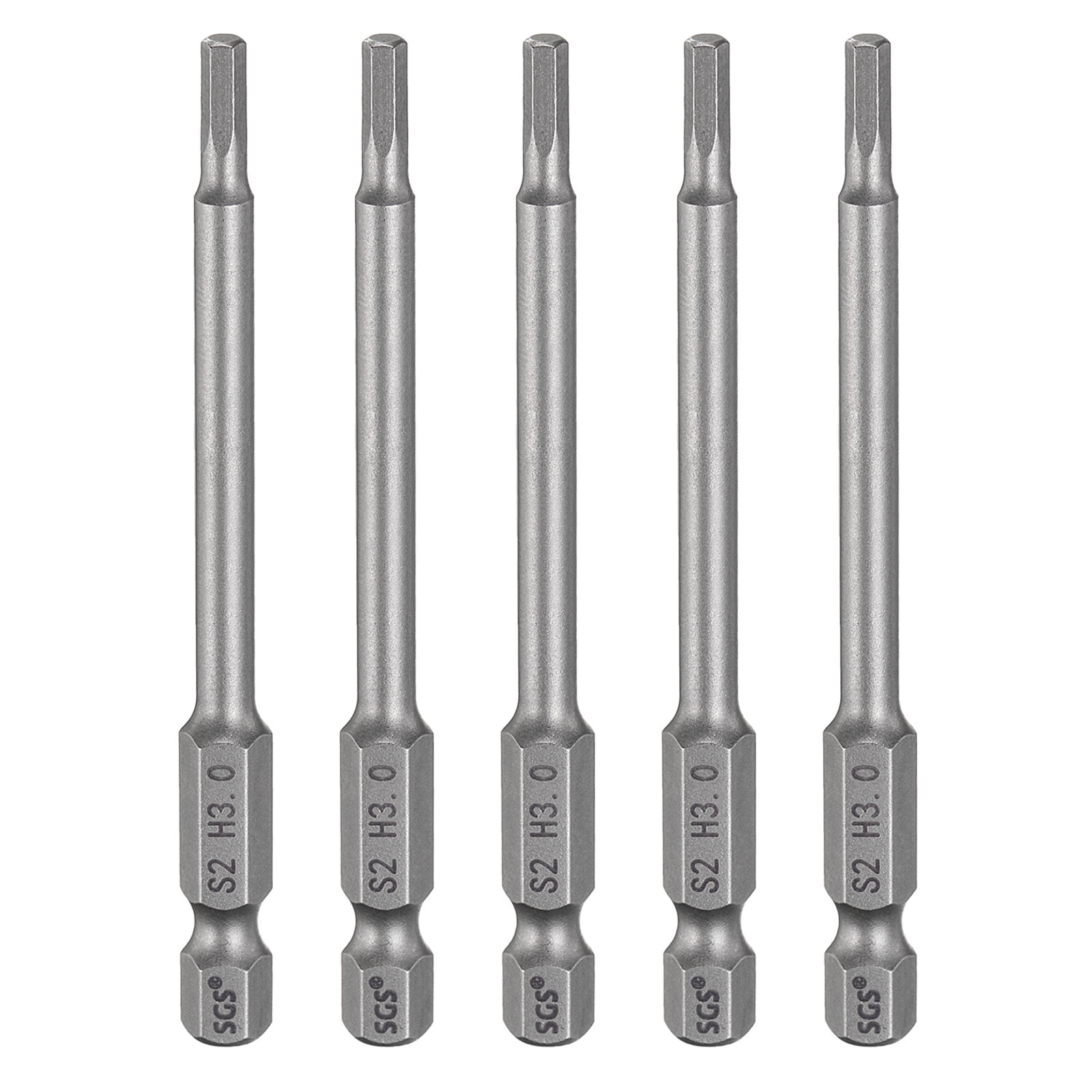 Uxcell 5pcs H3.0 Hex Head Drill Bit Wrench 3mm Metric Flat Tip 1/4" Hex ...