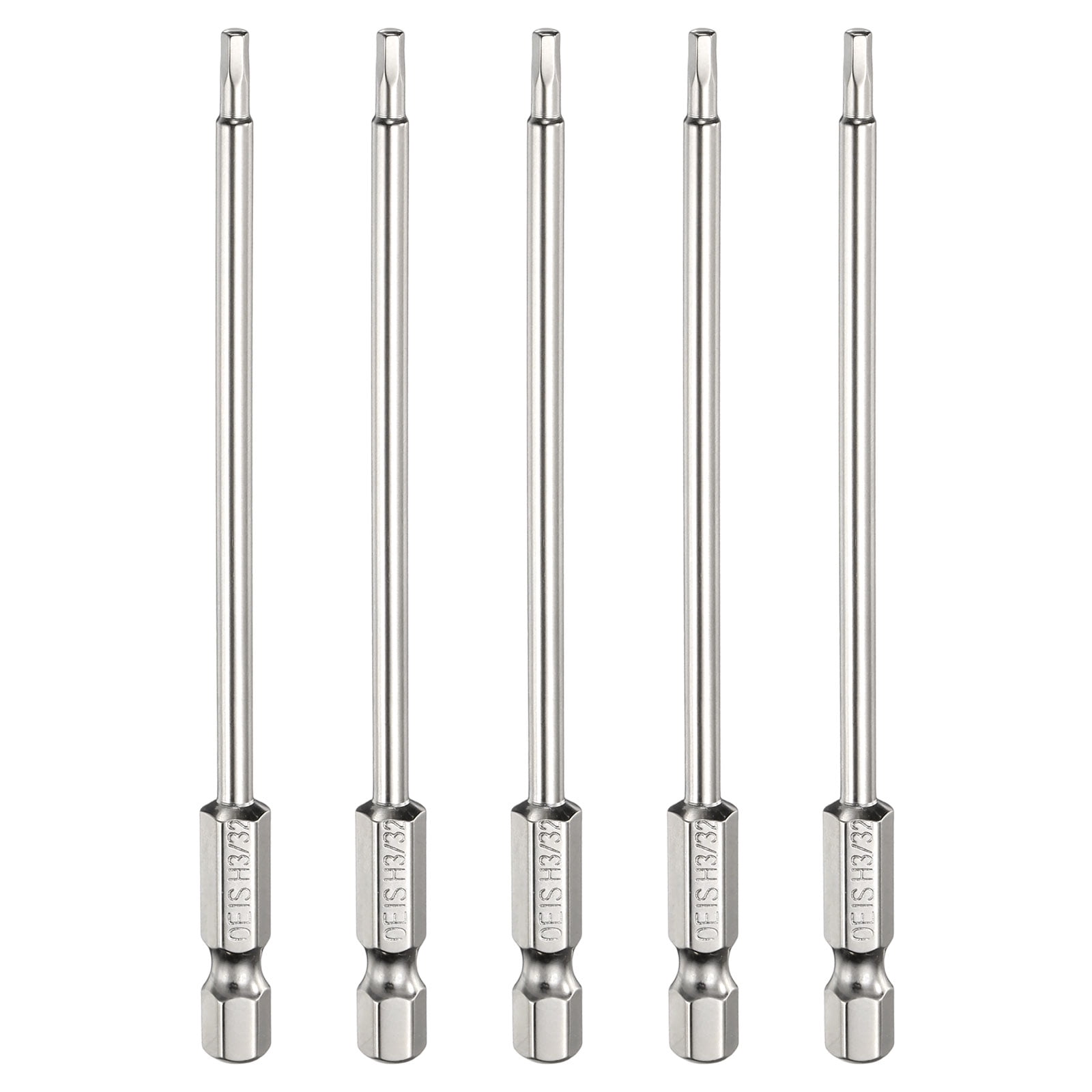 Uxcell 5pcs H3/32 Hex Head Screwdriver Bit 3/32" Flat Tip 1/4" Hex ...