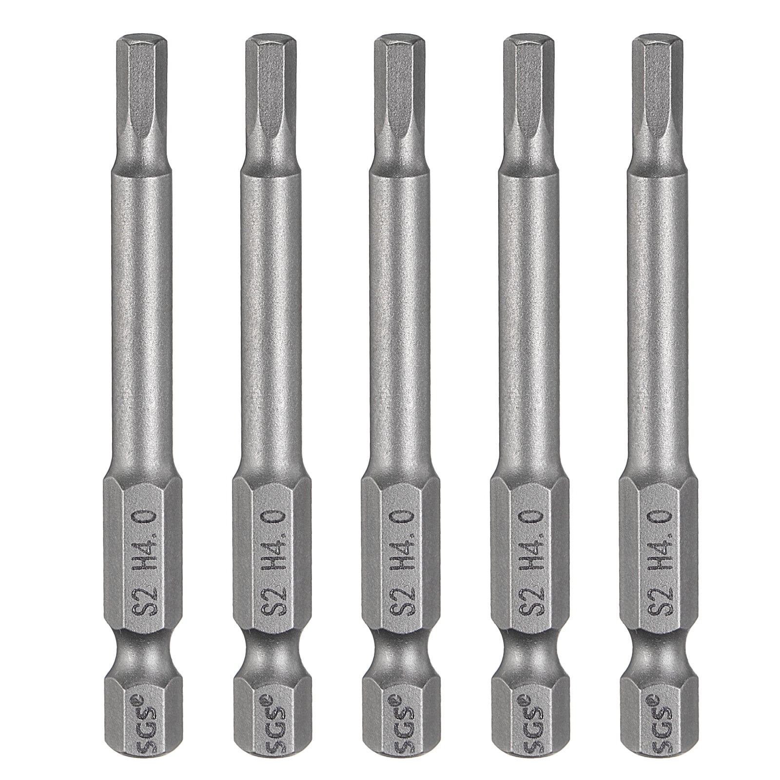 Uxcell 5pcs H4.0 Hex Head Drill Bit Wrench 4mm Metric Flat Tip 1/4" Hex Shank 65mm (2.56") Long ...