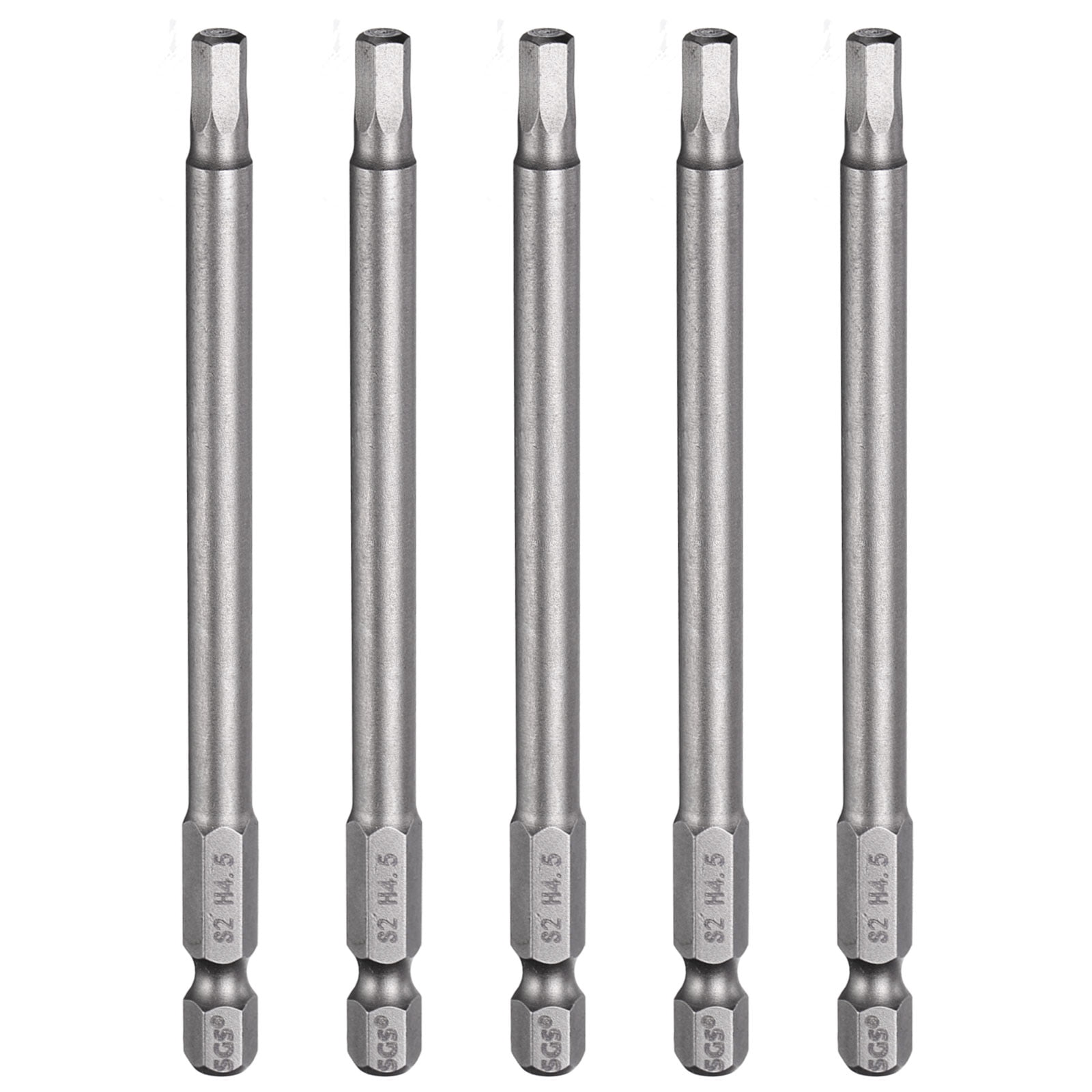 Uxcell 5pcs H4.5 Hex Head Drill Bit Wrench 4.5mm Metric Flat Tip 1/4 ...