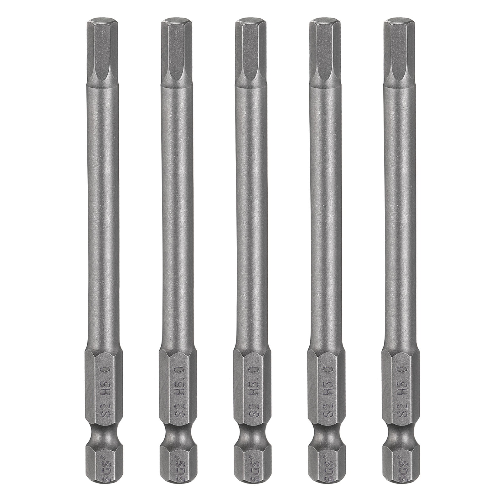 Uxcell 5pcs H5.0 Hex Head Drill Bit Wrench 5mm Metric Flat Tip 1/4" Hex ...