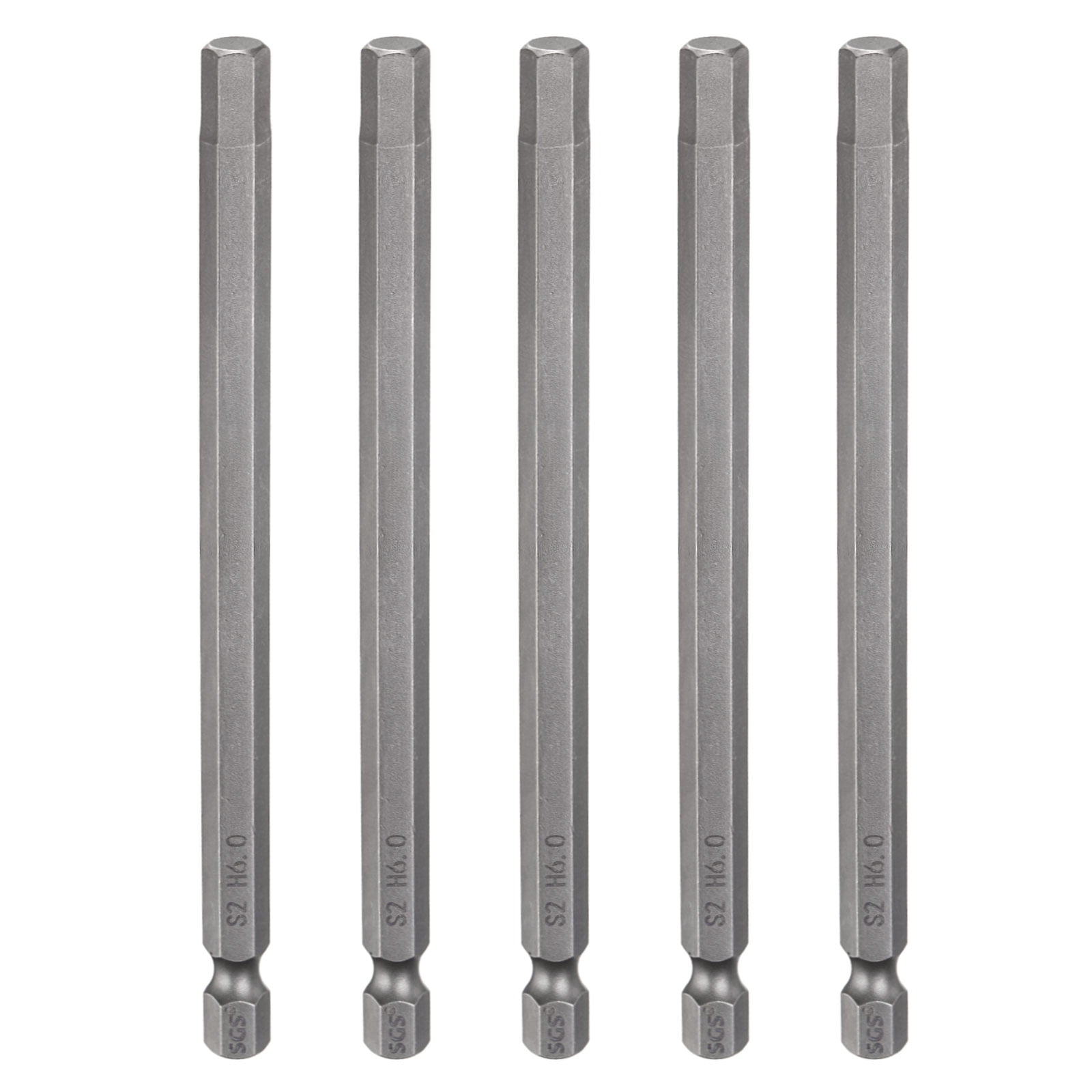 Uxcell 5pcs H6.0 Hex Head Drill Bit Wrench 6mm Metric Flat Tip 1/4" Hex ...