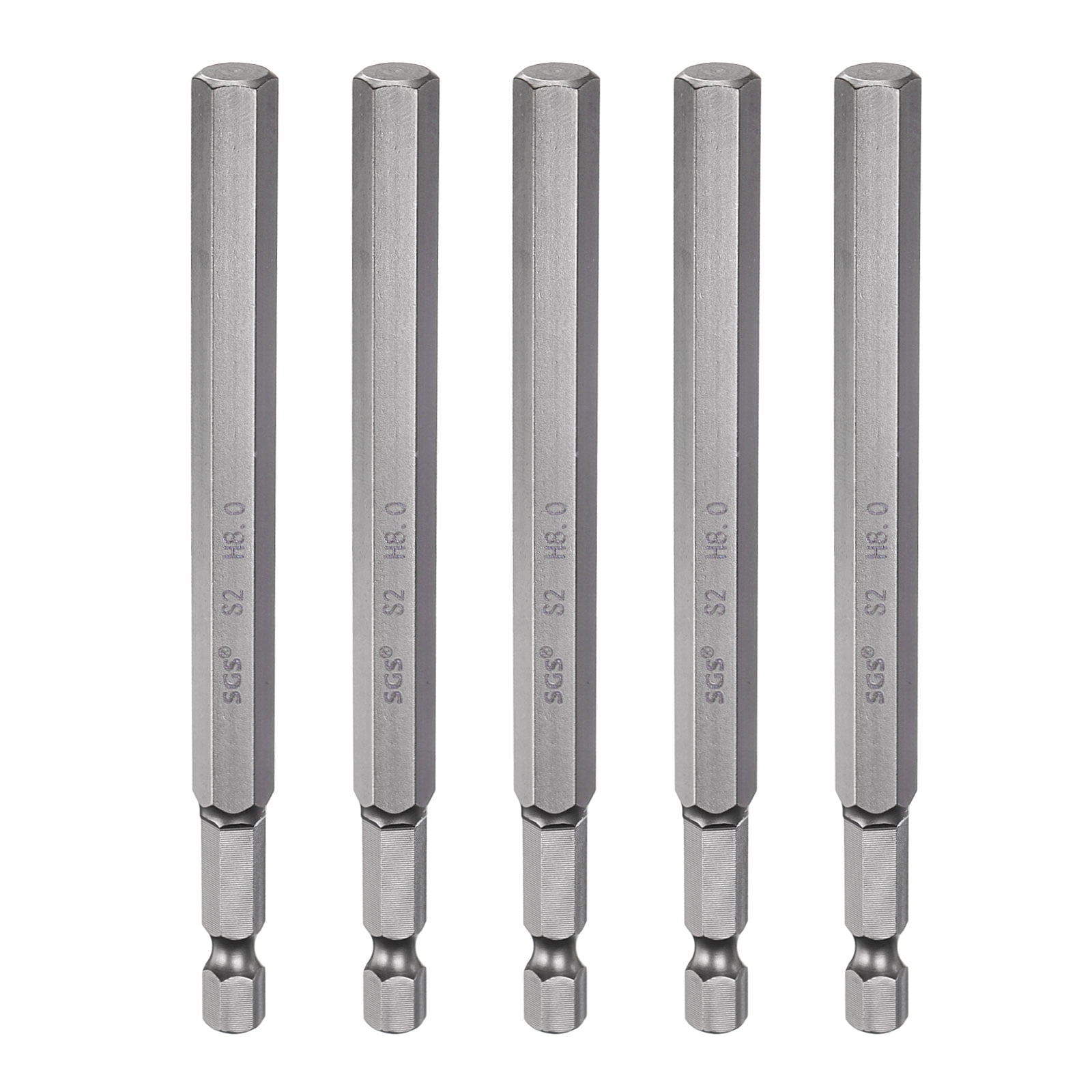 Uxcell 5pcs H8.0 Hex Head Drill Bit Wrench 8mm Metric Flat Tip 1/4" Hex ...