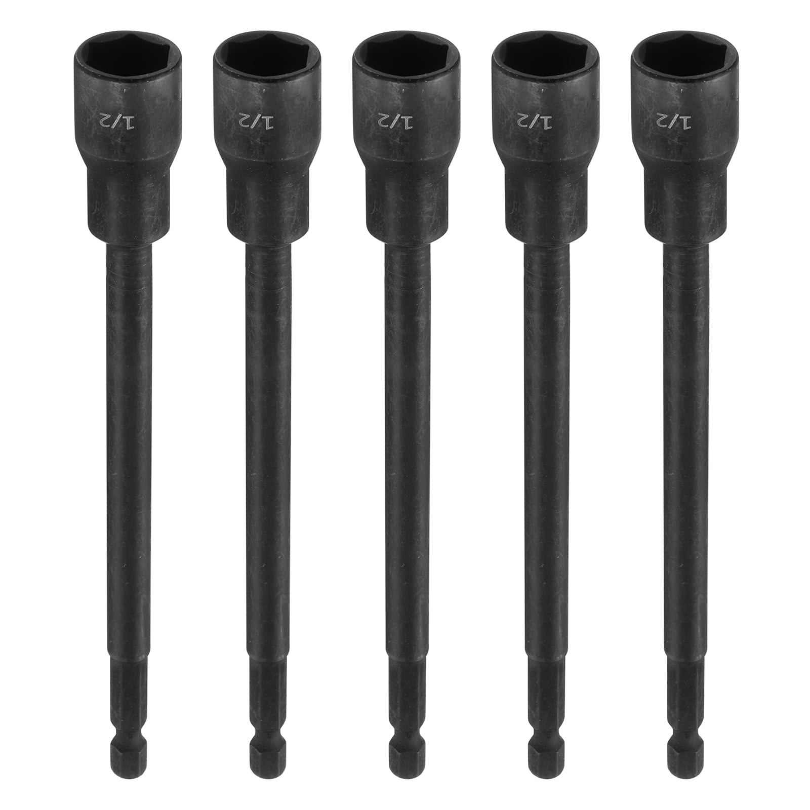Uxcell 5pcs Hex Nut Driver Drill Bit 1/2" 6-Point Socket 1/4" Hex Shank ...