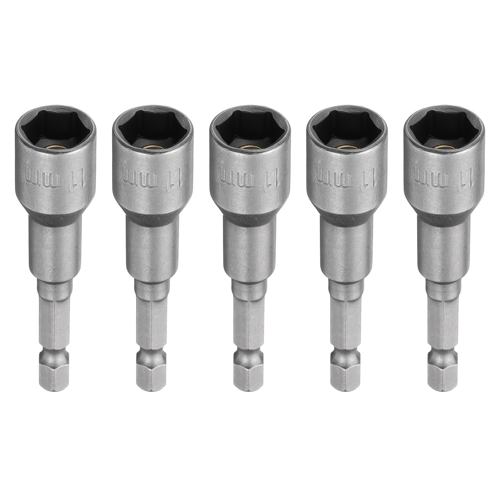 Uxcell 5pcs Hex Nut Driver Drill Bit 11mm Metric 6-Point Socket 1/4" Hex Shank Magnetic Setter ...