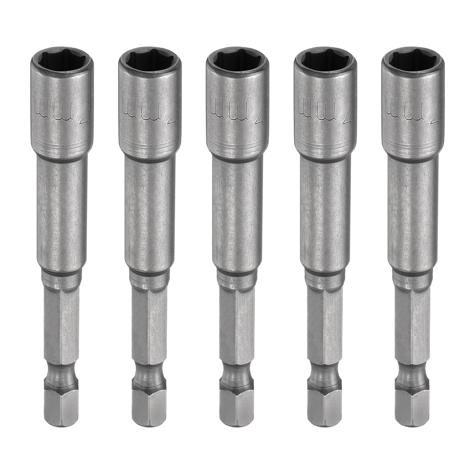 Uxcell 5pcs Hex Nut Driver Drill Bit 7mm Metric 6-Point Socket 1/4" Hex Shank Magnetic Setter CR ...
