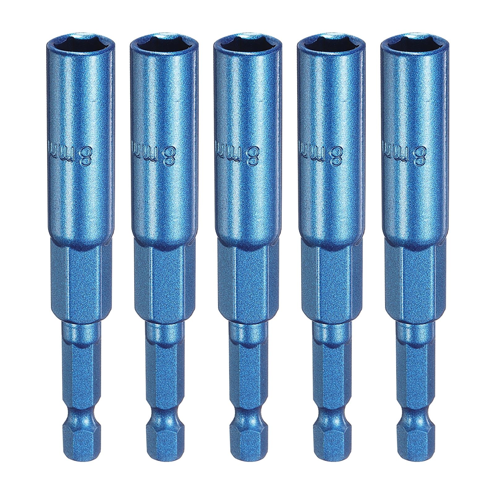 Uxcell 5pcs Hex Nut Driver Drill Bit 8mm 6-Points Socket 1/4" Hex Shank ...