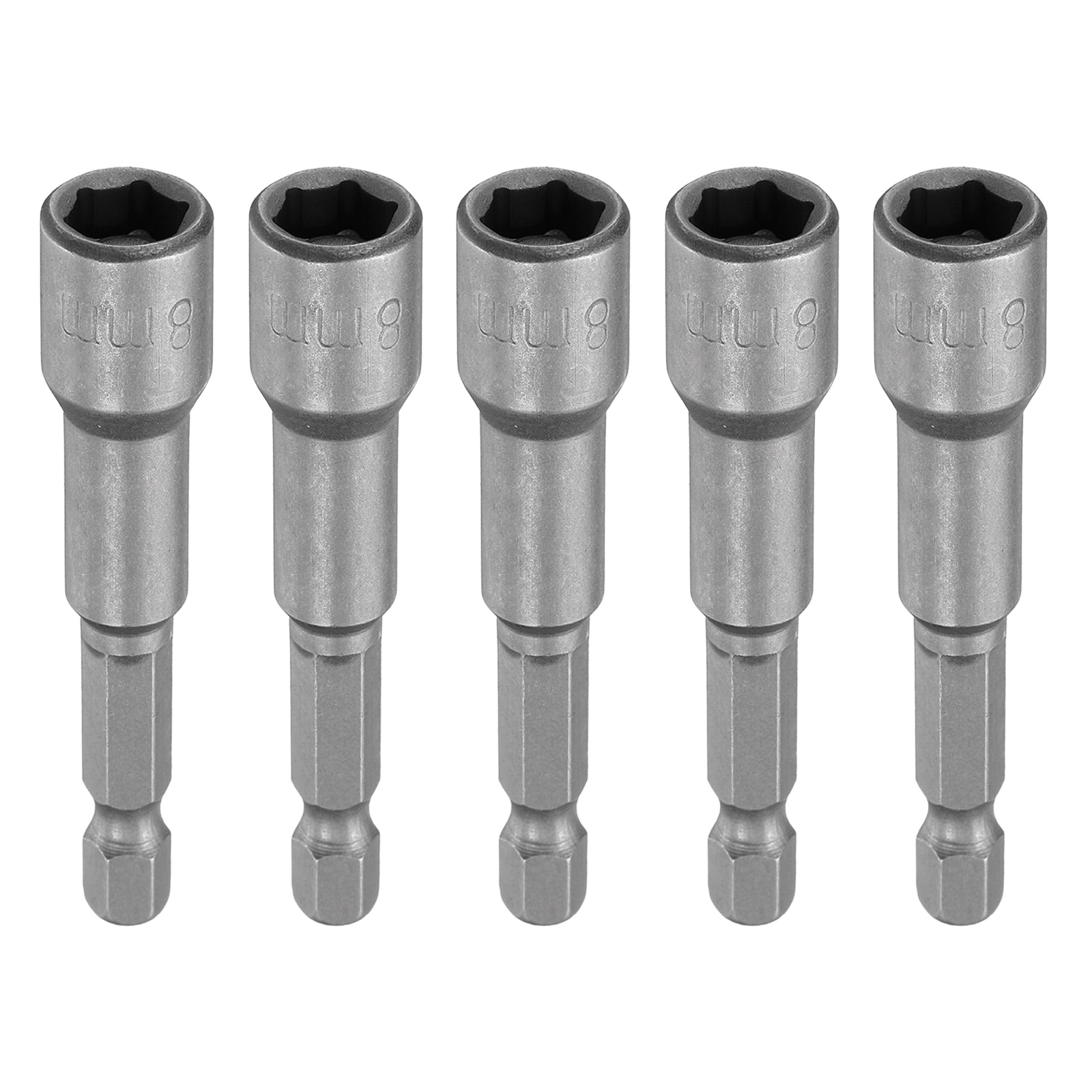 Uxcell 5pcs Hex Nut Driver Drill Bit 8mm Metric 6-Point Socket 1/4" Hex Shank Magnetic Setter CR ...