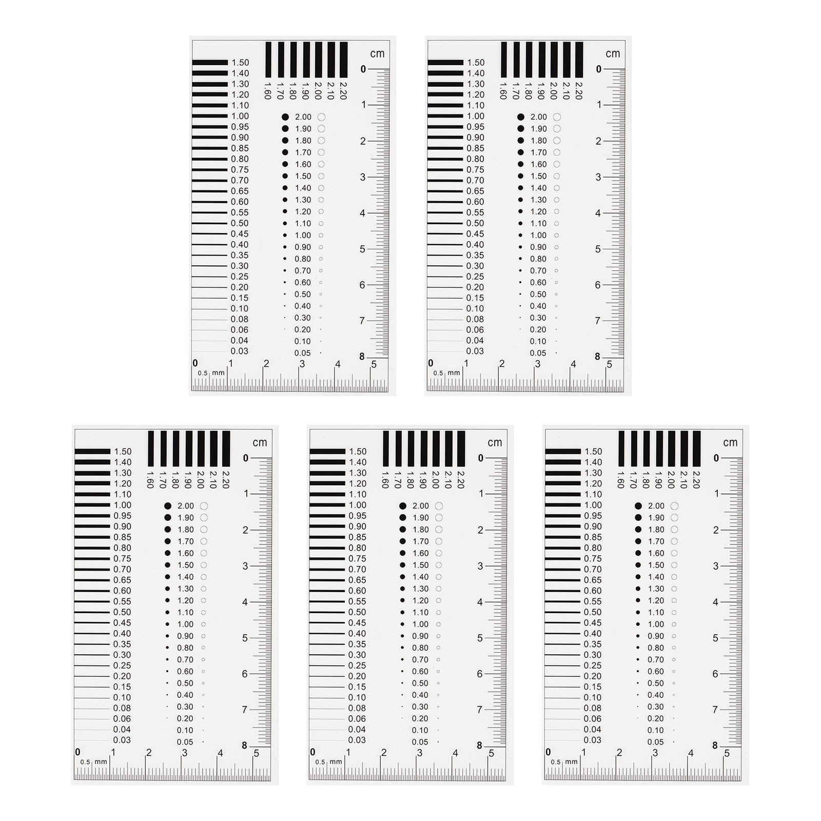 Uxcell 5pcs High Precision SEC Size Estimation Chart 8x5.5cm 0.2mm for ...
