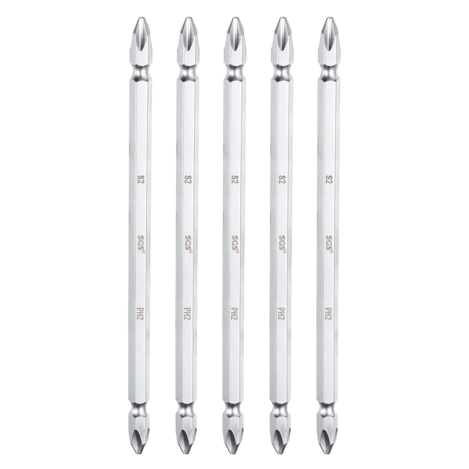 Uxcell 5pcs Magnetic Double Ended Screwdriver Bit 6.35mm PH2 6" Length ...