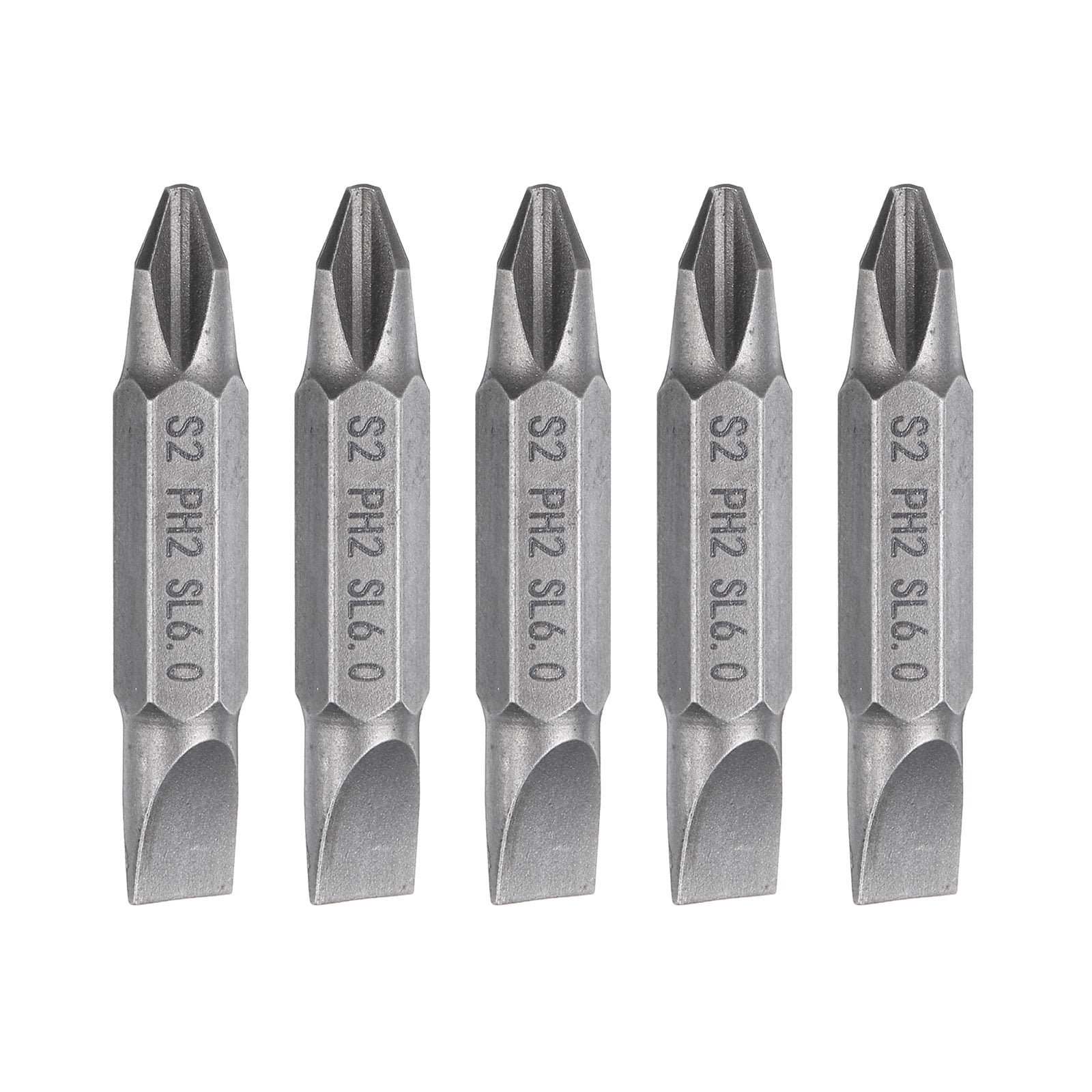 Uxcell 5pcs Magnetic Double Ended Screwdriver Bit 6.35mm PH2/SL6 1.5 ...