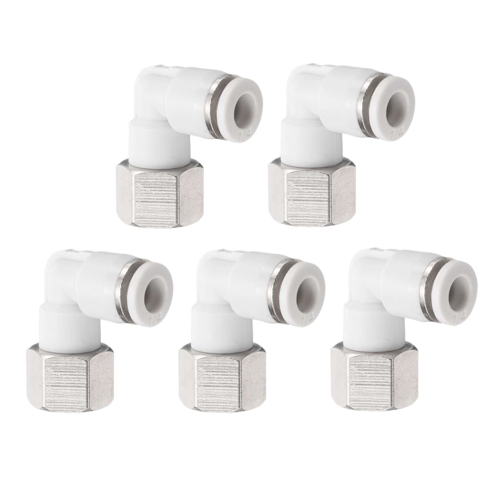 Uxcell 5pcs PLF1/4-N02 Pneumatic Female Elbow 1/4" Tube OD x 1/4" NPT ...