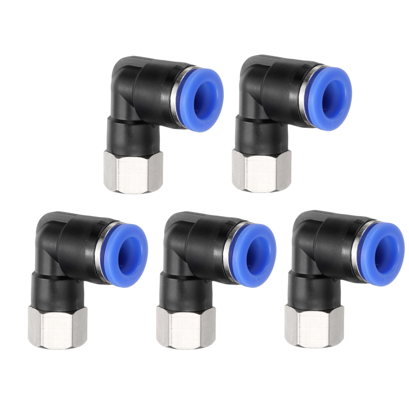 Uxcell 5pcs PLF10-N02 Pneumatic Female Elbow 10mm Tube OD x 1/4" NPT 90 Degree Push to Connect ...