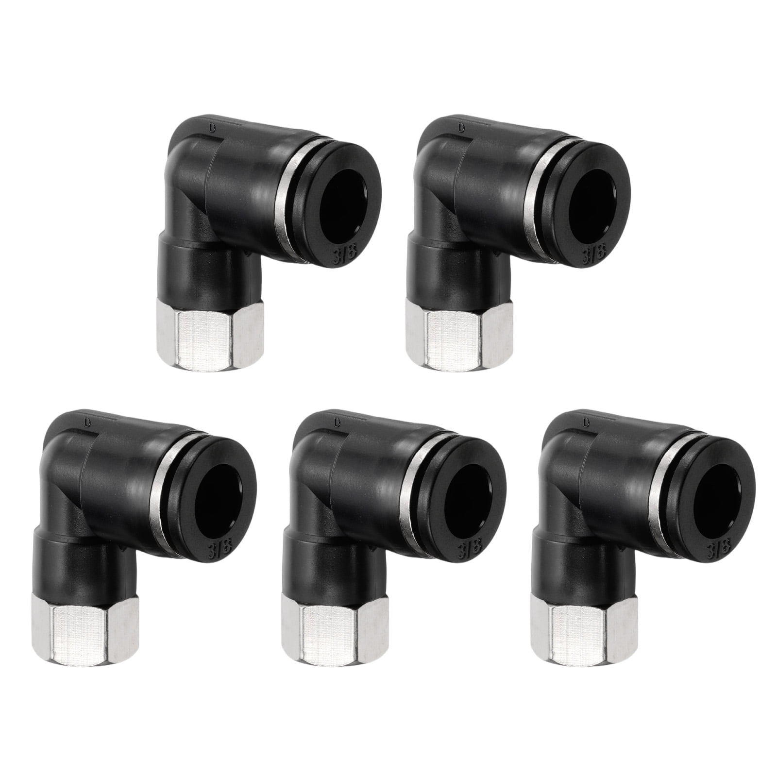 Uxcell 5pcs PLF3/8-N01 Pneumatic Female Elbow 3/8" Tube OD x 1/8" NPT 90 Degree Push to Connect ...