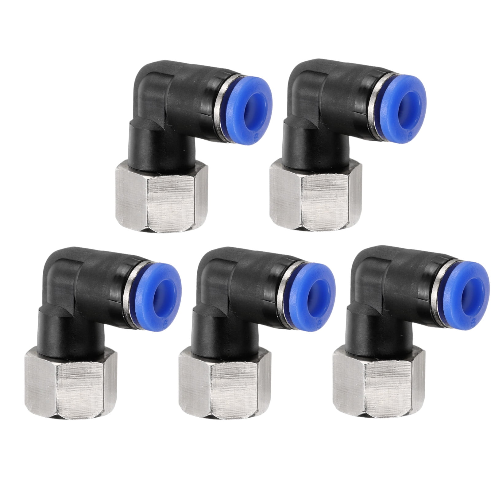 Uxcell 5pcs PLF6-N02 Pneumatic Female Elbow 6mm Tube OD x 1/4" NPT 90 ...