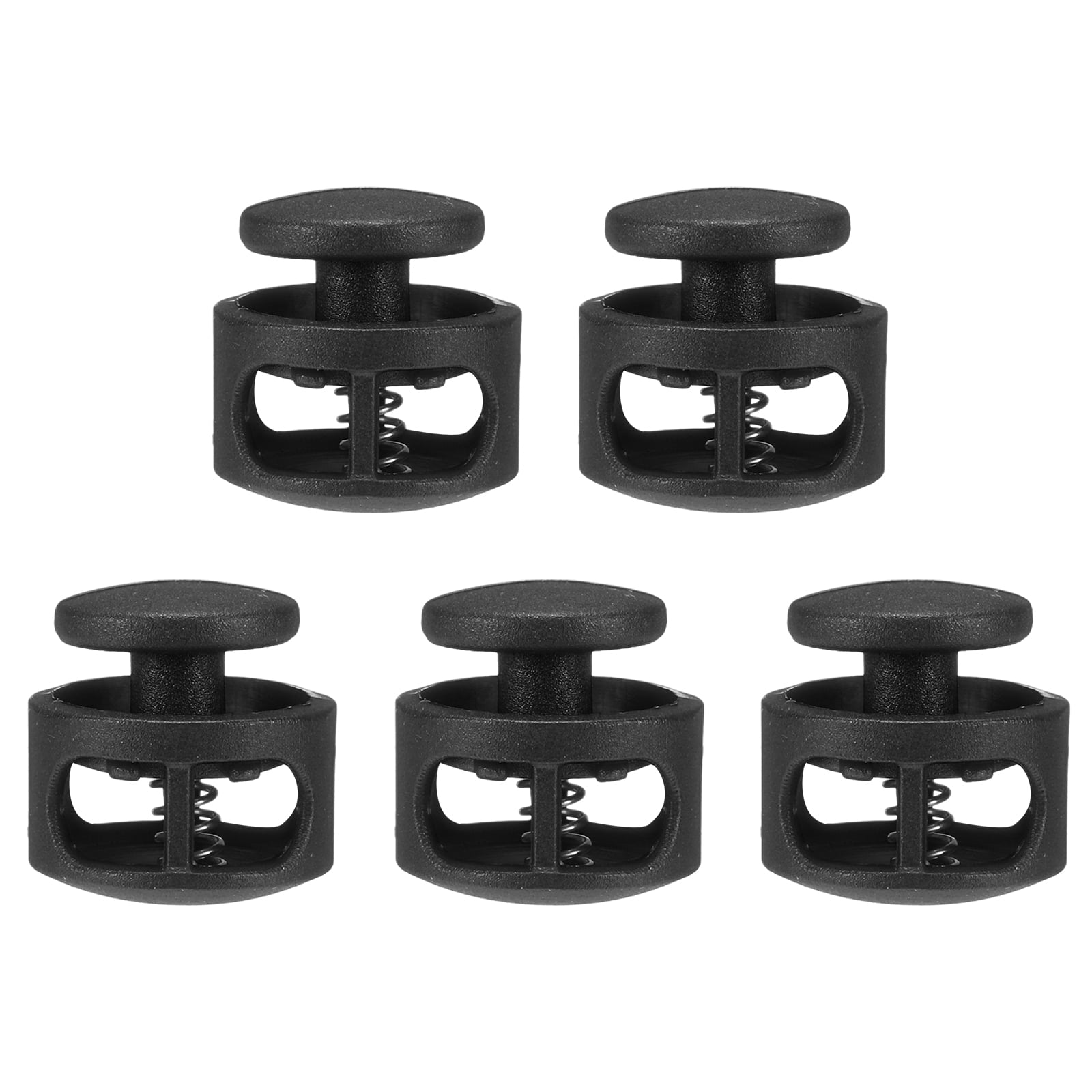 Uxcell 5pcs Plastic Cord Locks Double Hole Spring Toggle Stopper Clip ...