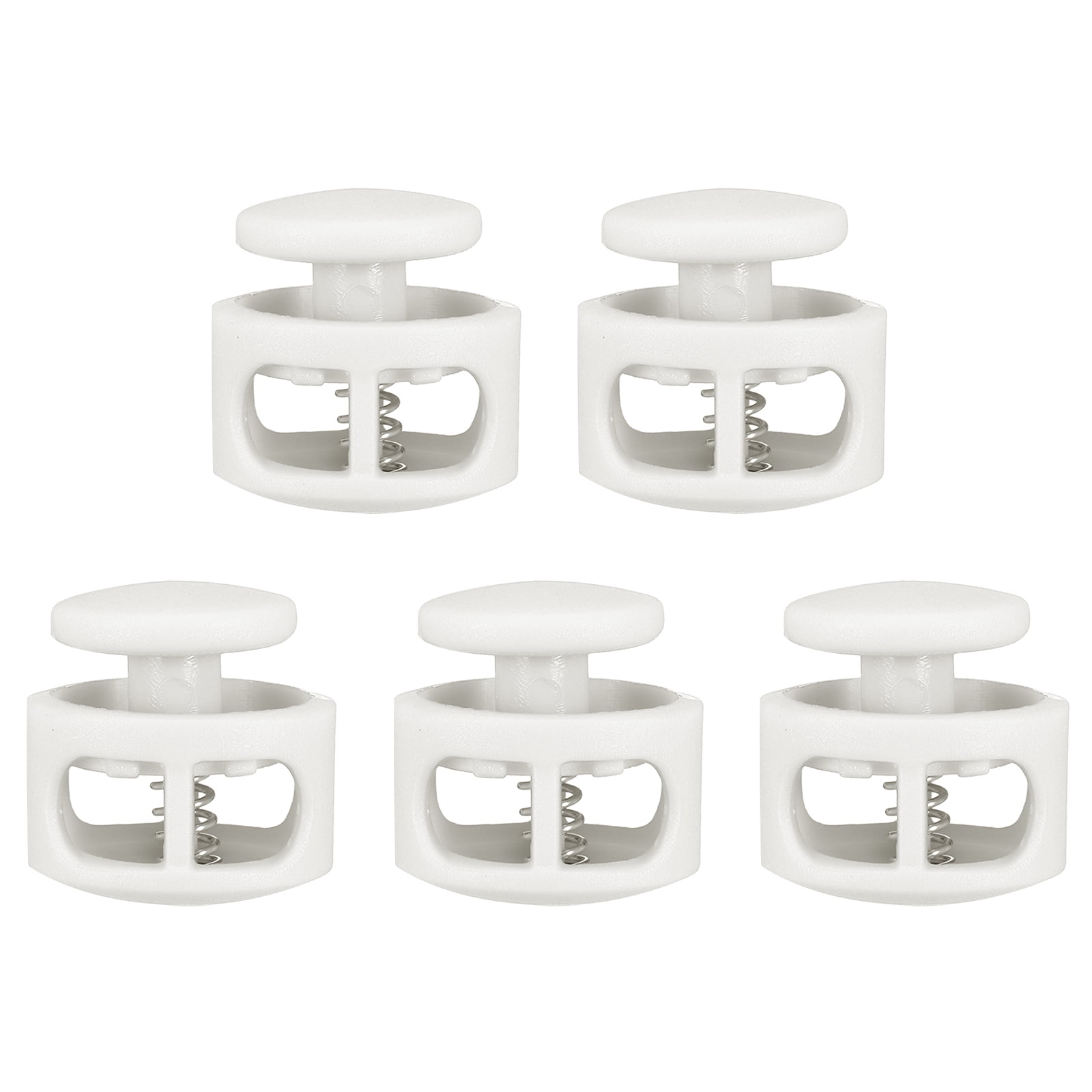 Uxcell 5pcs Plastic Cord Locks Double Hole Spring Toggle Stopper Clip ...