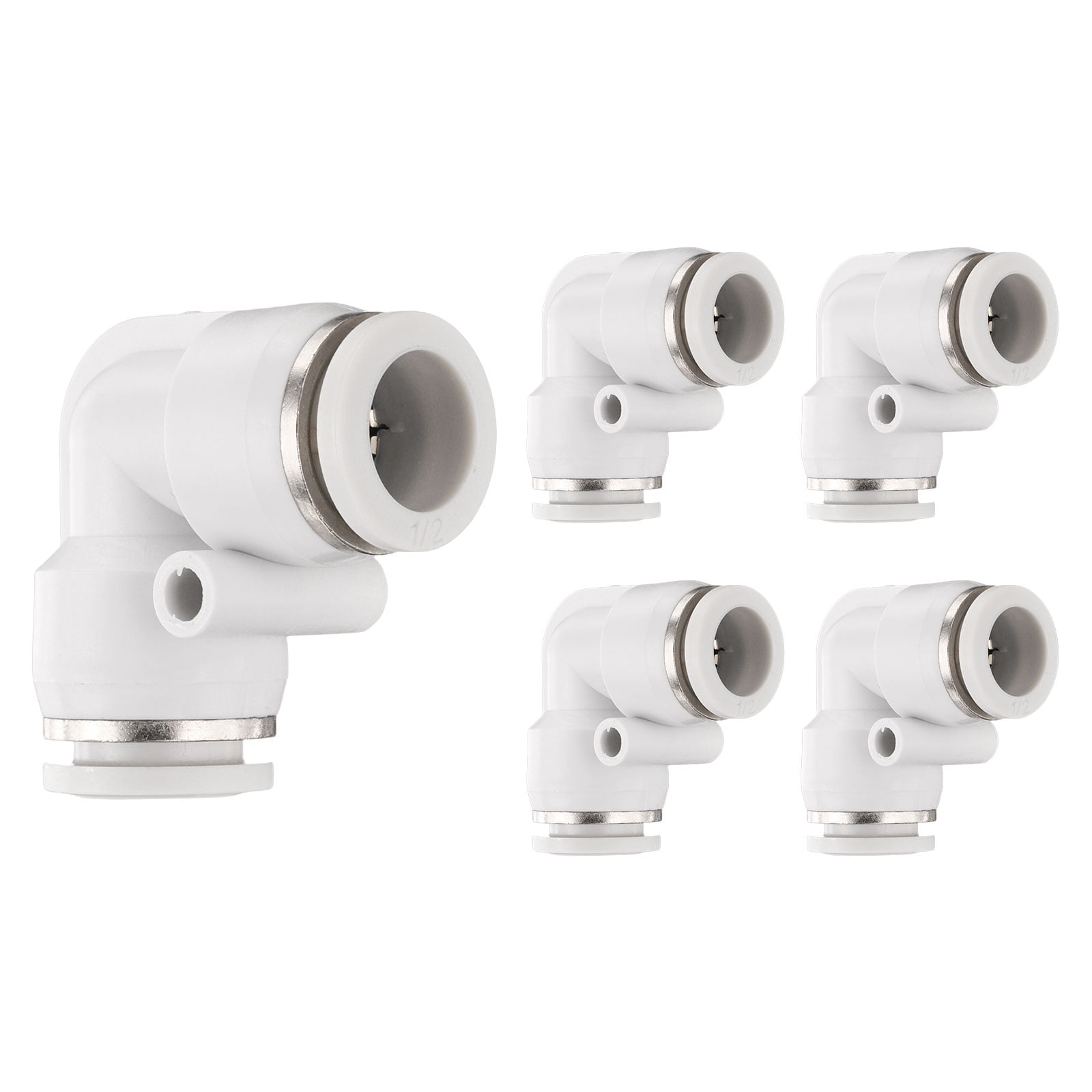 Uxcell 5pcs Push to Connect Fitting 1/2" Tube OD 90 Degree Quick Connector Push to Connect ...