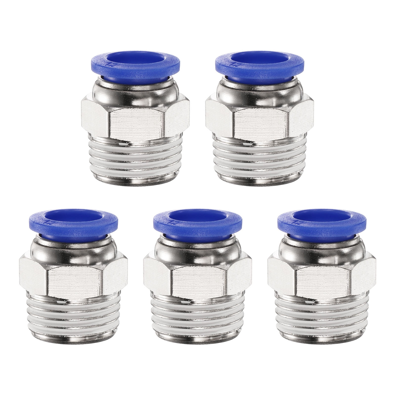 Uxcell 5pcs Push to Connect Fitting 12mm Tube OD x 1/2" NPT Thread Male Straight Quick Connector ...