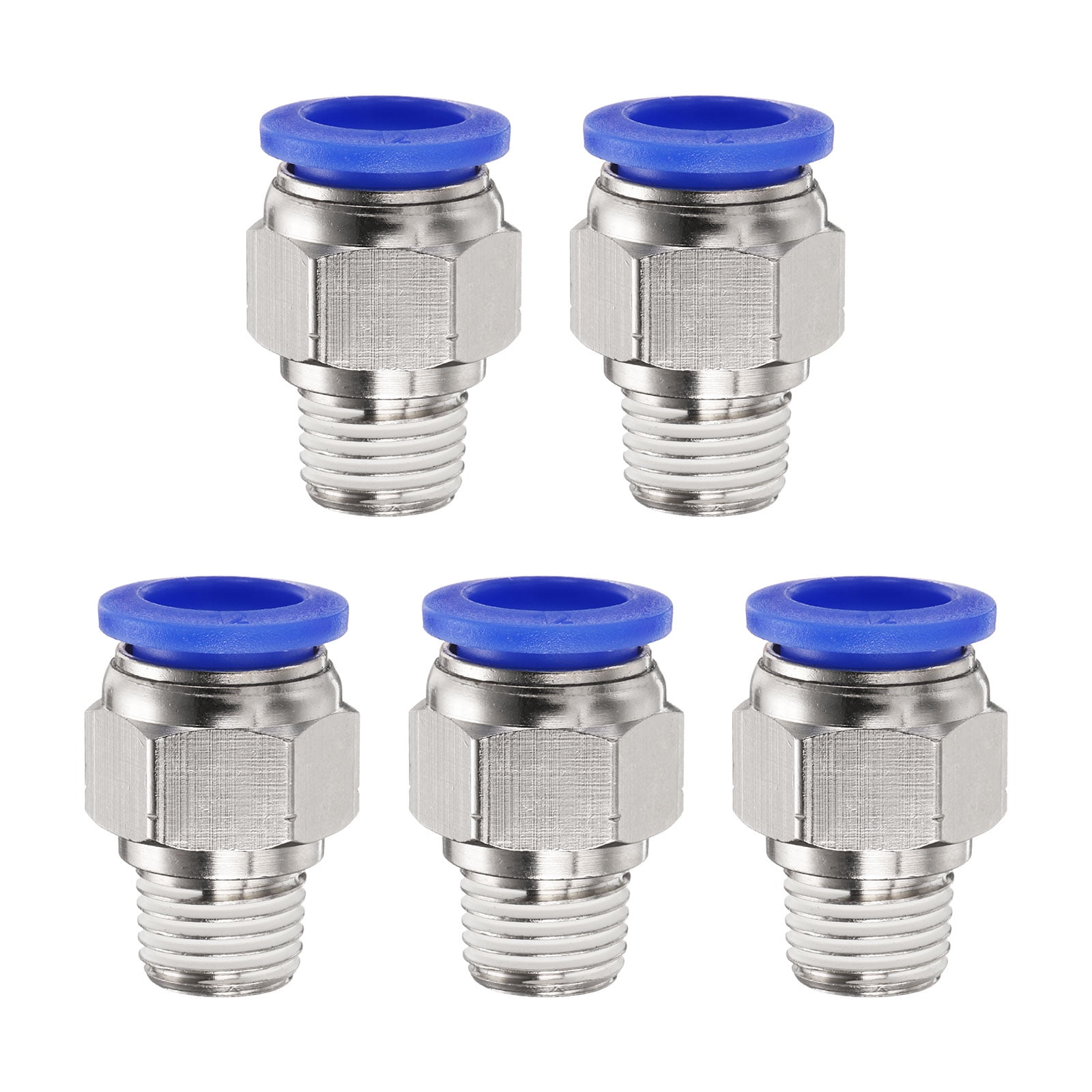 Uxcell 5pcs Push to Connect Fitting 12mm Tube OD x 1/4" NPT Thread Male Straight Quick Connector ...