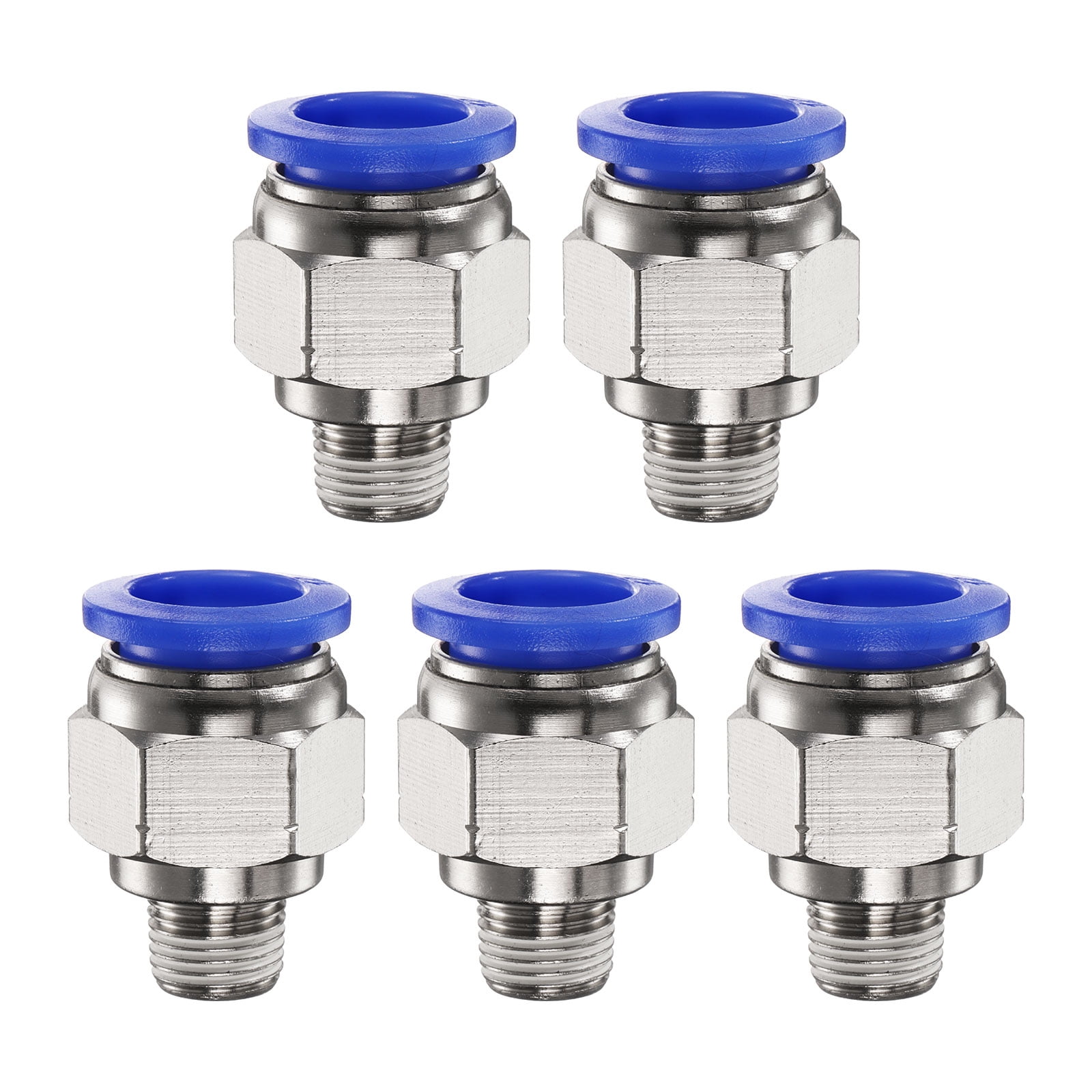 Uxcell 5pcs Push to Connect Fitting 12mm Tube OD x 1/8" NPT Thread Male Straight Quick Connector ...