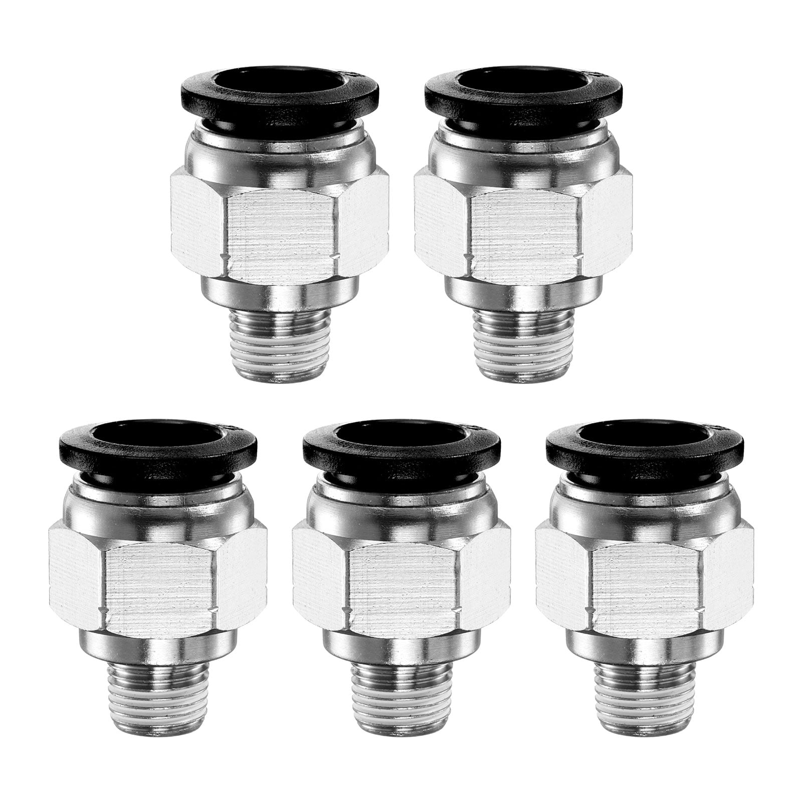 Uxcell 5pcs Push to Connect Fitting 12mm Tube OD x 1/8" NPT Thread Male ...