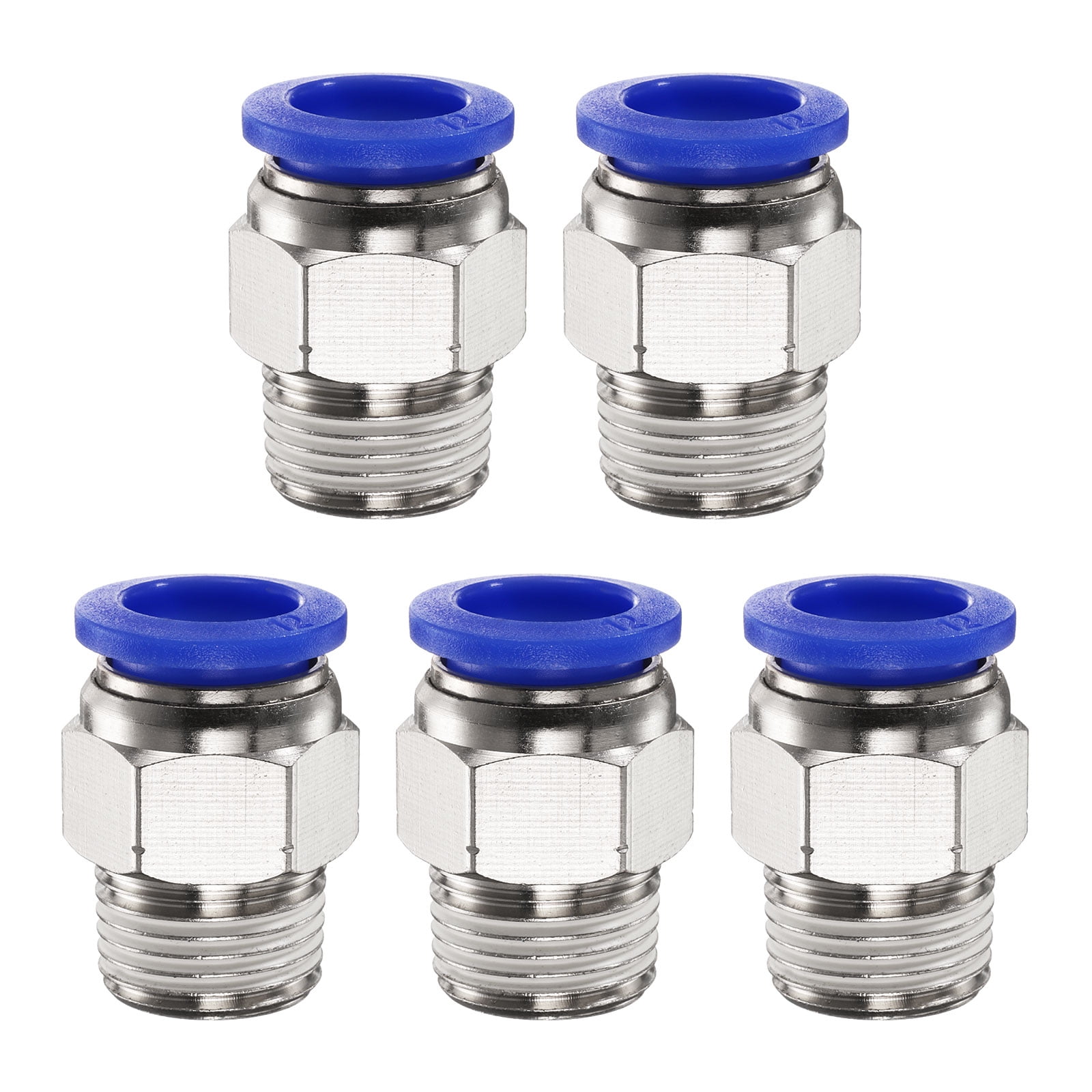 Uxcell 5pcs Push to Connect Fitting 12mm Tube OD x 3/8" NPT Thread Male ...