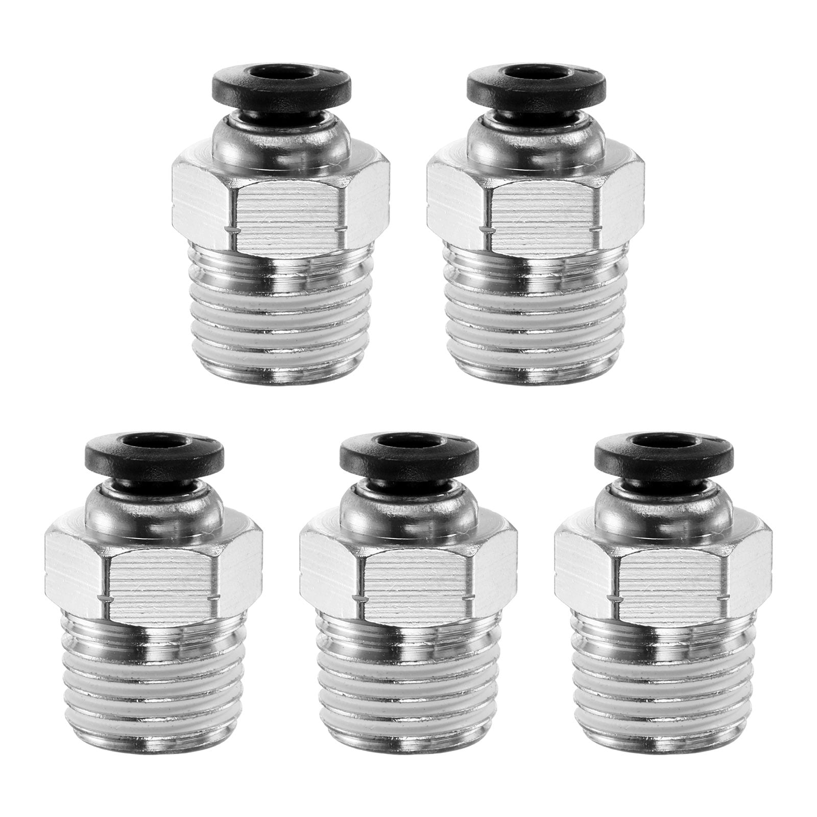 Uxcell 5pcs Push to Connect Fitting 4mm Tube OD x 1/4" NPT Thread Male Straight Quick Connector ...