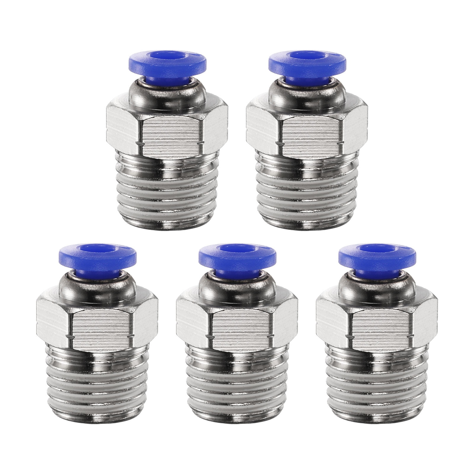 Uxcell 5pcs Push to Connect Fitting 4mm Tube OD x 1/4" NPT Thread Male Straight Quick Connector ...