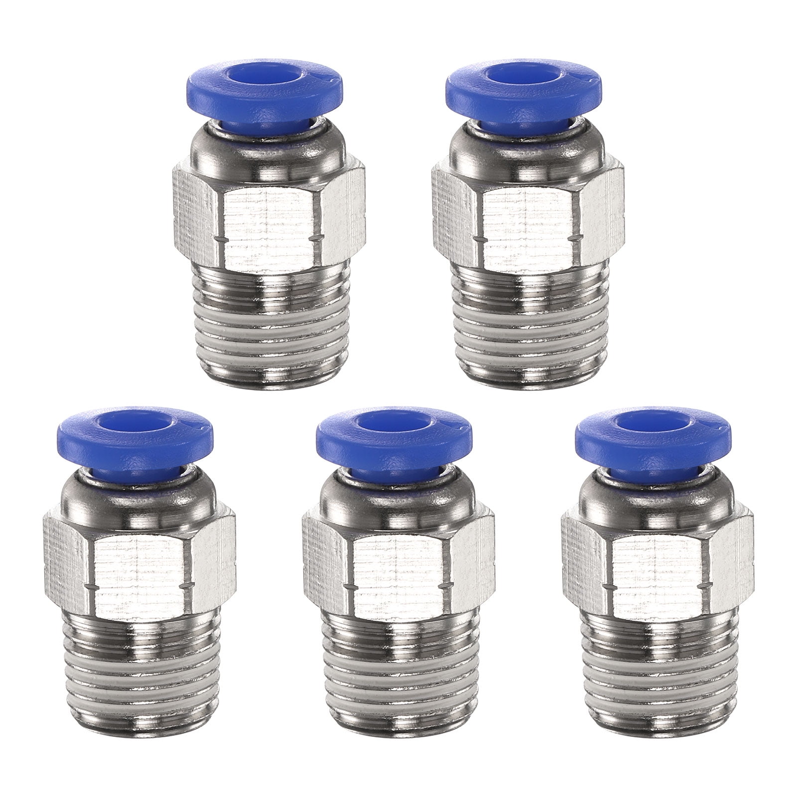 Uxcell 5pcs Push to Connect Fitting 4mm Tube OD x 1/8" NPT Thread Male Straight Quick Connector ...