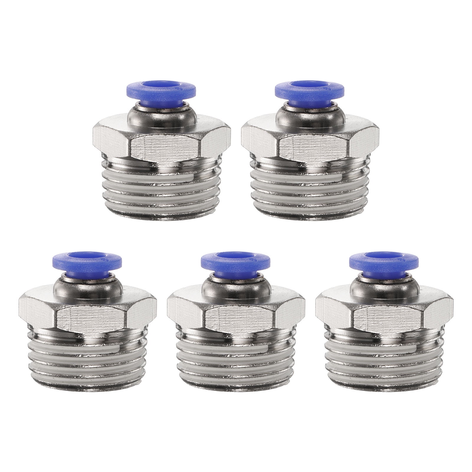 Uxcell 5pcs Push to Connect Fitting 6mm Tube OD x 1/2" NPT Thread Male ...