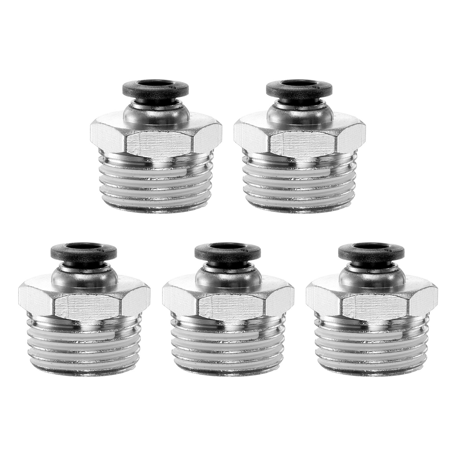 Uxcell 5pcs Push to Connect Fitting 6mm Tube OD x 1/2" NPT Thread Male Straight Quick Connector ...