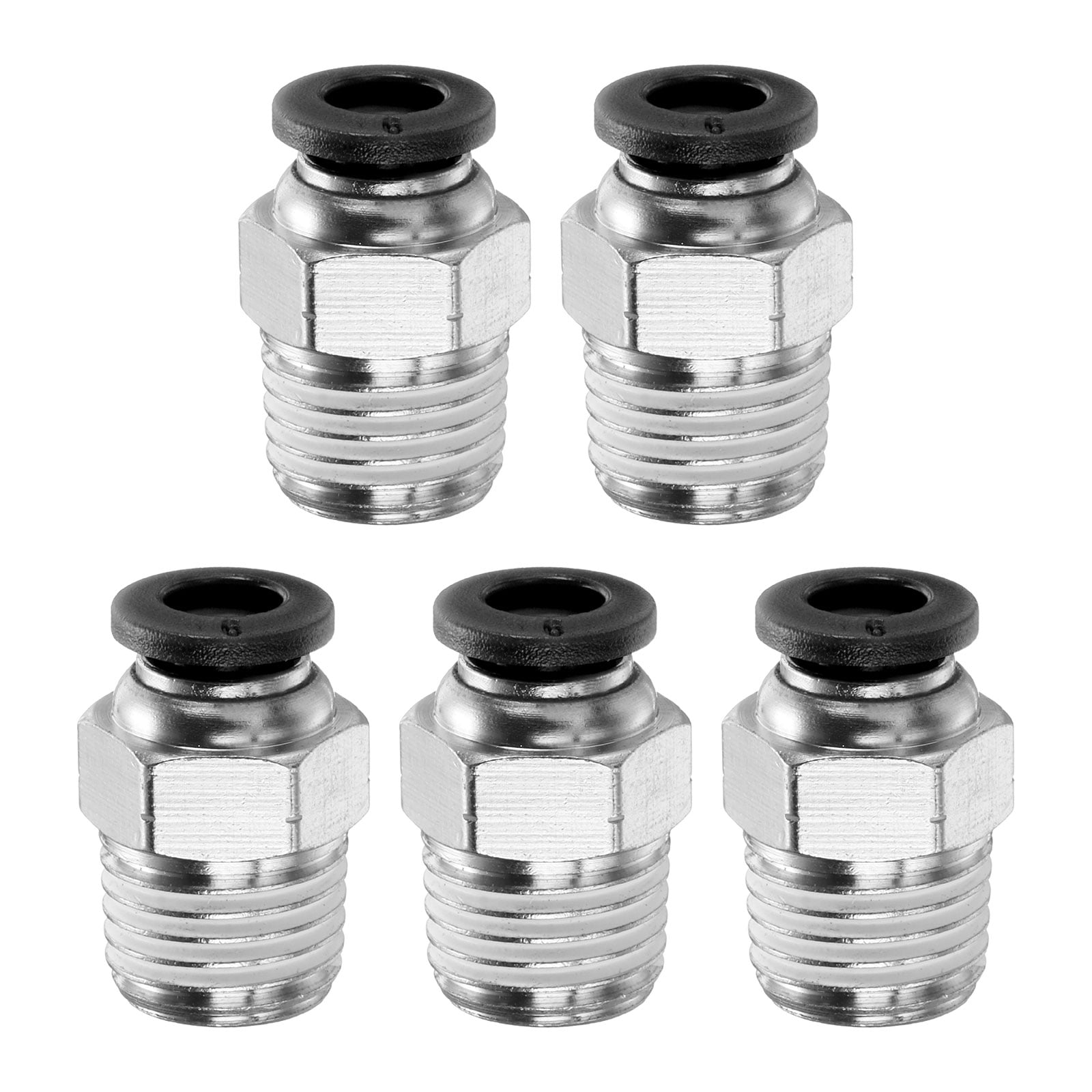 Uxcell 5pcs Push to Connect Fitting 6mm Tube OD x 1/4" NPT Thread Male Straight Quick Connector ...
