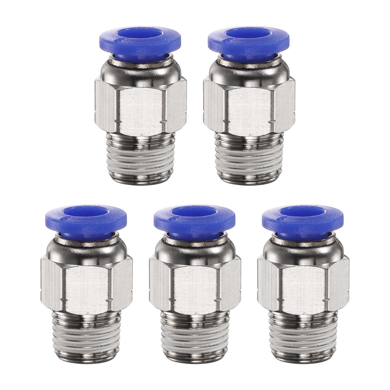 Uxcell 5pcs Push to Connect Fitting 6mm Tube OD x 1/8" NPT Thread Male Straight Quick Connector ...