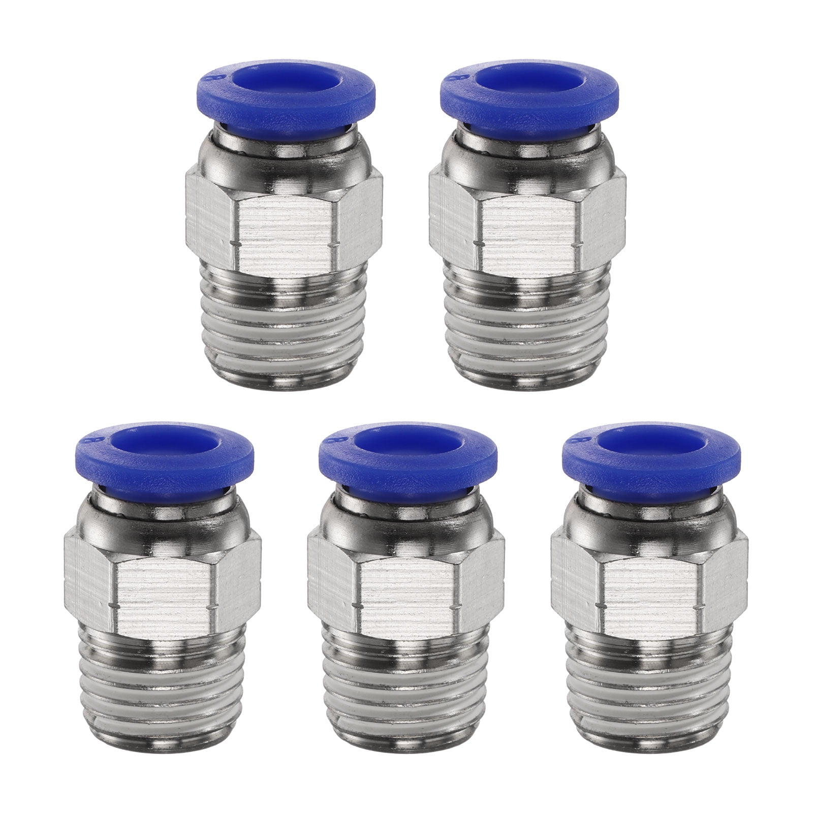Uxcell 5pcs Push to Connect Fitting 8mm Tube OD x 1/4" NPT Thread Male Straight Quick Connector ...