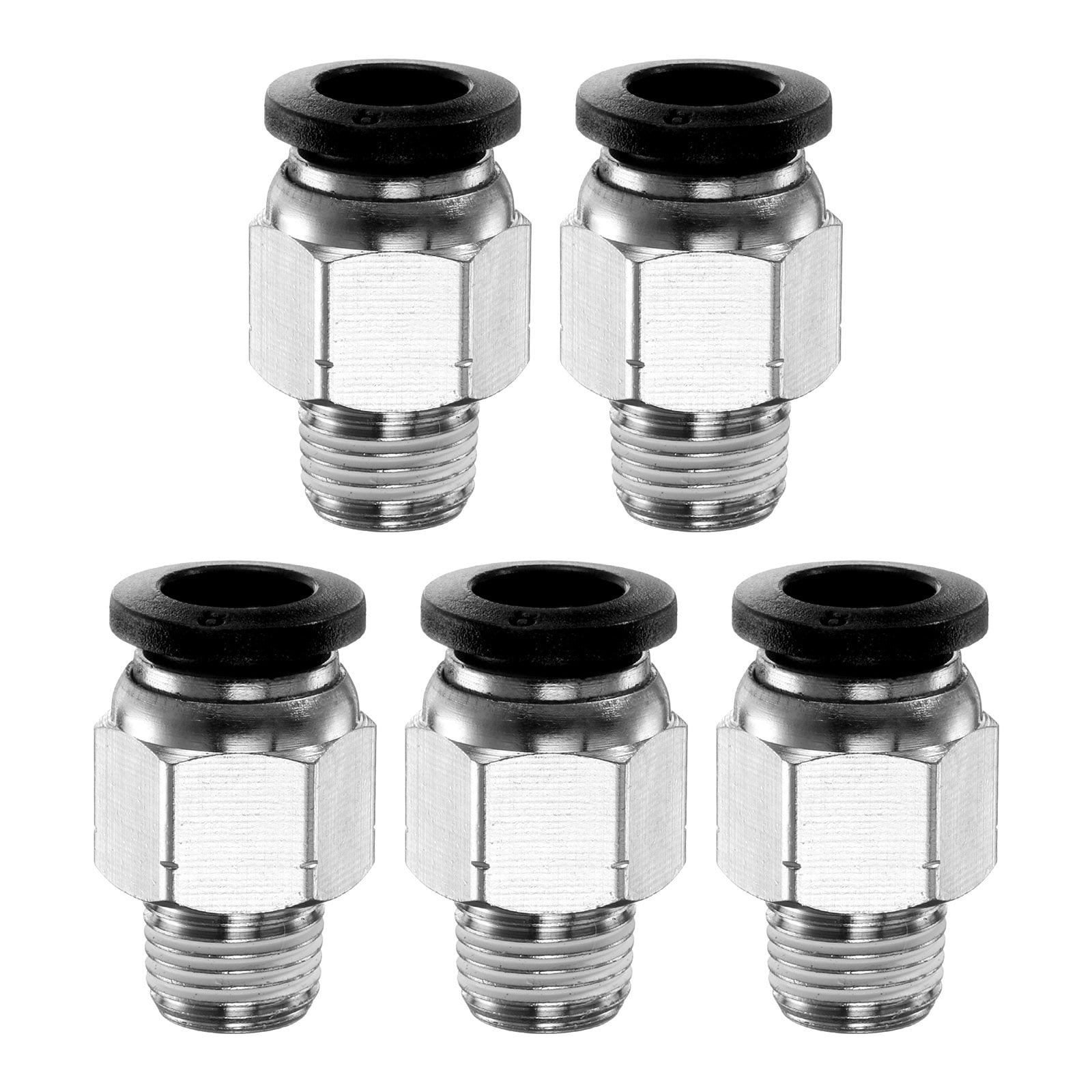 Uxcell 5pcs Push to Connect Fitting 8mm Tube OD x 1/8" NPT Thread Male Straight Quick Connector ...