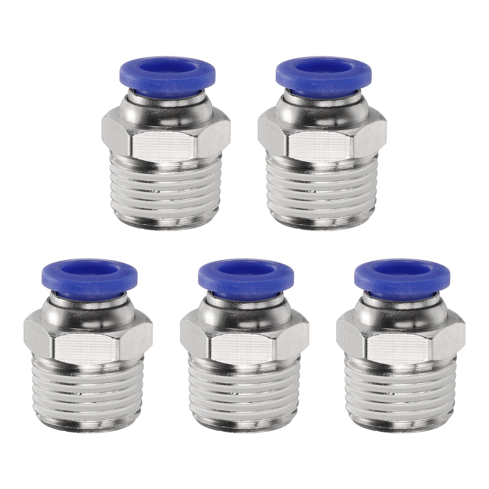 Uxcell 5pcs Push to Connect Fitting 8mm Tube OD x 3/8" NPT Thread Male Straight Quick Connector ...