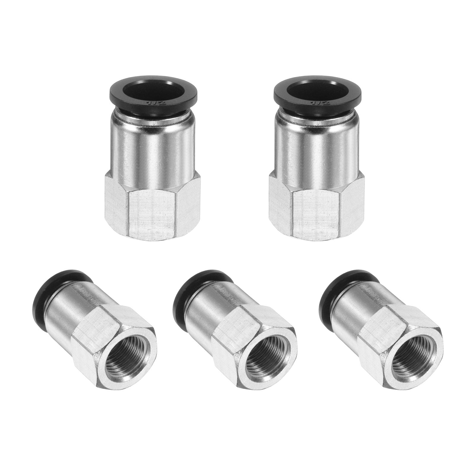 Uxcell 5pcs Push to Connect Fittings 1/2" Tube OD x 1/4" NPT Thread Female Straight Pneumatic ...