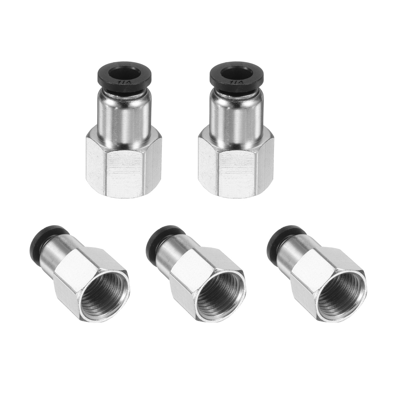 Uxcell 5pcs Push to Connect Fittings 1/4" Tube OD x 1/4" NPT Thread Female Straight Pneumatic ...