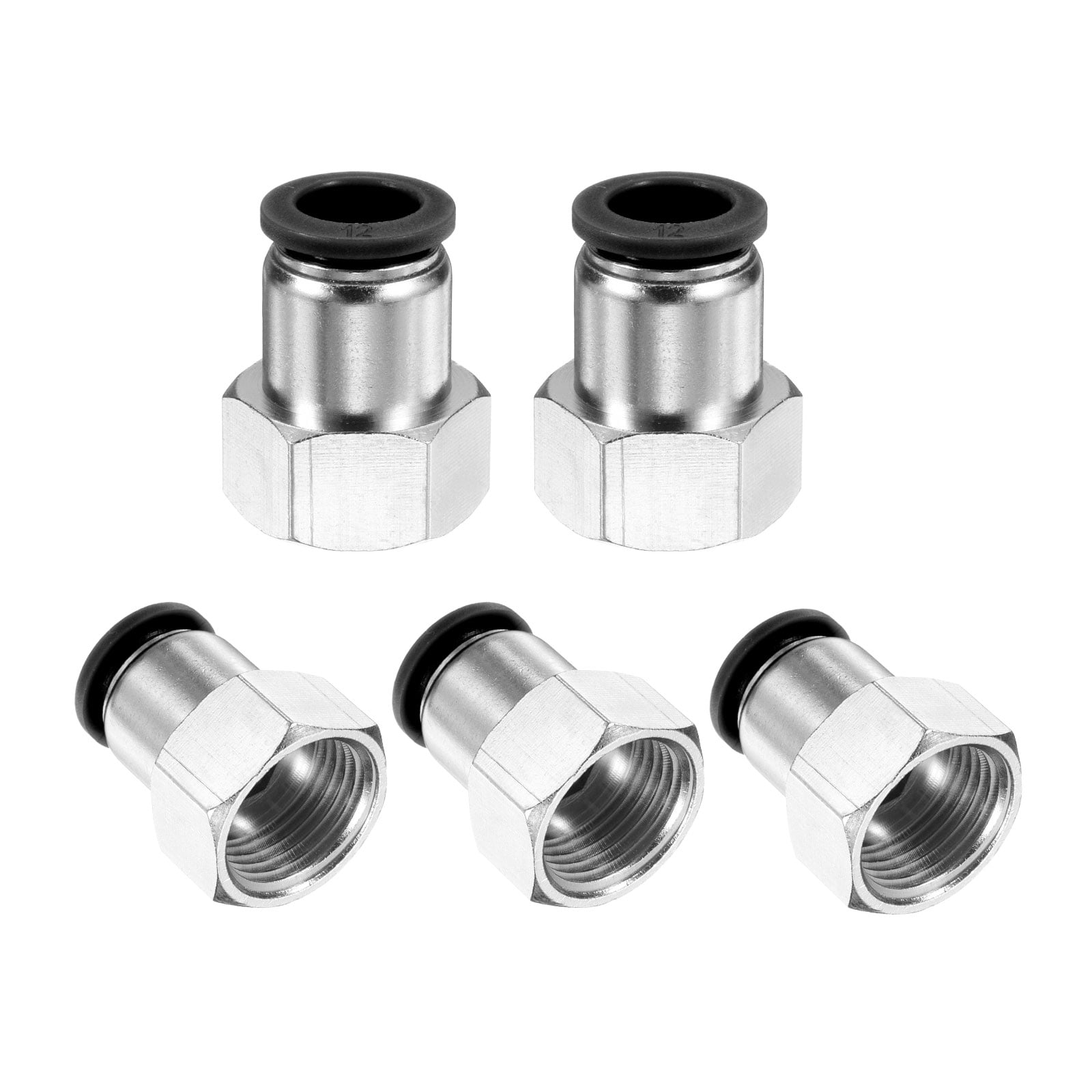 Uxcell 5pcs Push to Connect Fittings 12mm Tube OD x 1/2" NPT Thread Female Straight Pneumatic ...