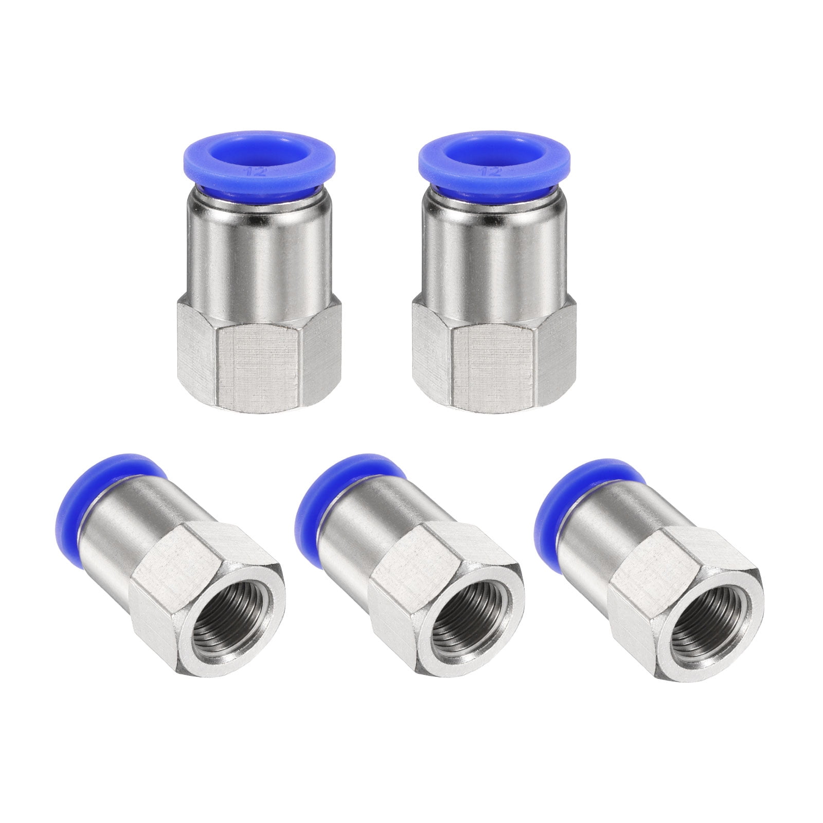 Uxcell 5pcs Push to Connect Fittings 12mm Tube OD x 1/4" NPT Thread Female Straight Pneumatic ...