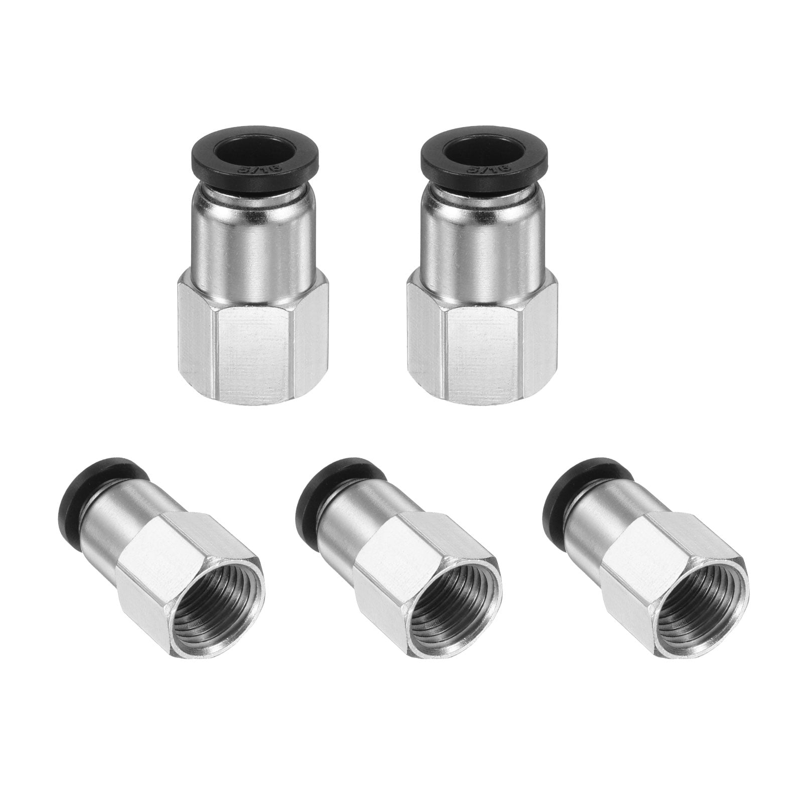 Uxcell 5pcs Push to Connect Fittings 5/16" Tube OD x 1/4" NPT Thread Female Straight Pneumatic ...