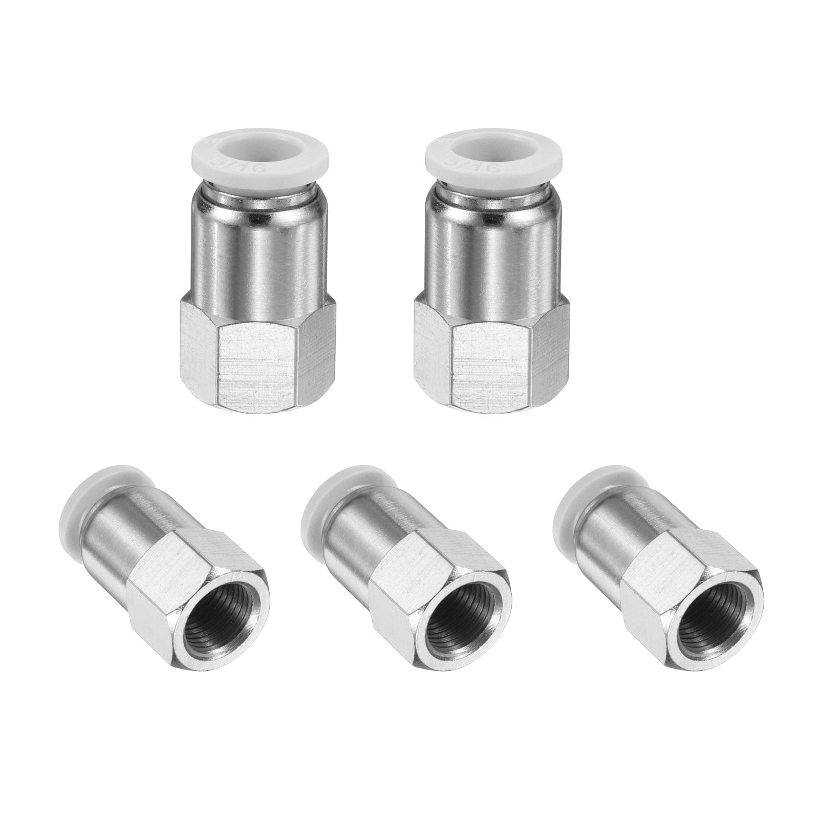 Uxcell 5pcs Push to Connect Fittings 5/16" Tube OD x 1/8" NPT Thread Female Straight Pneumatic ...