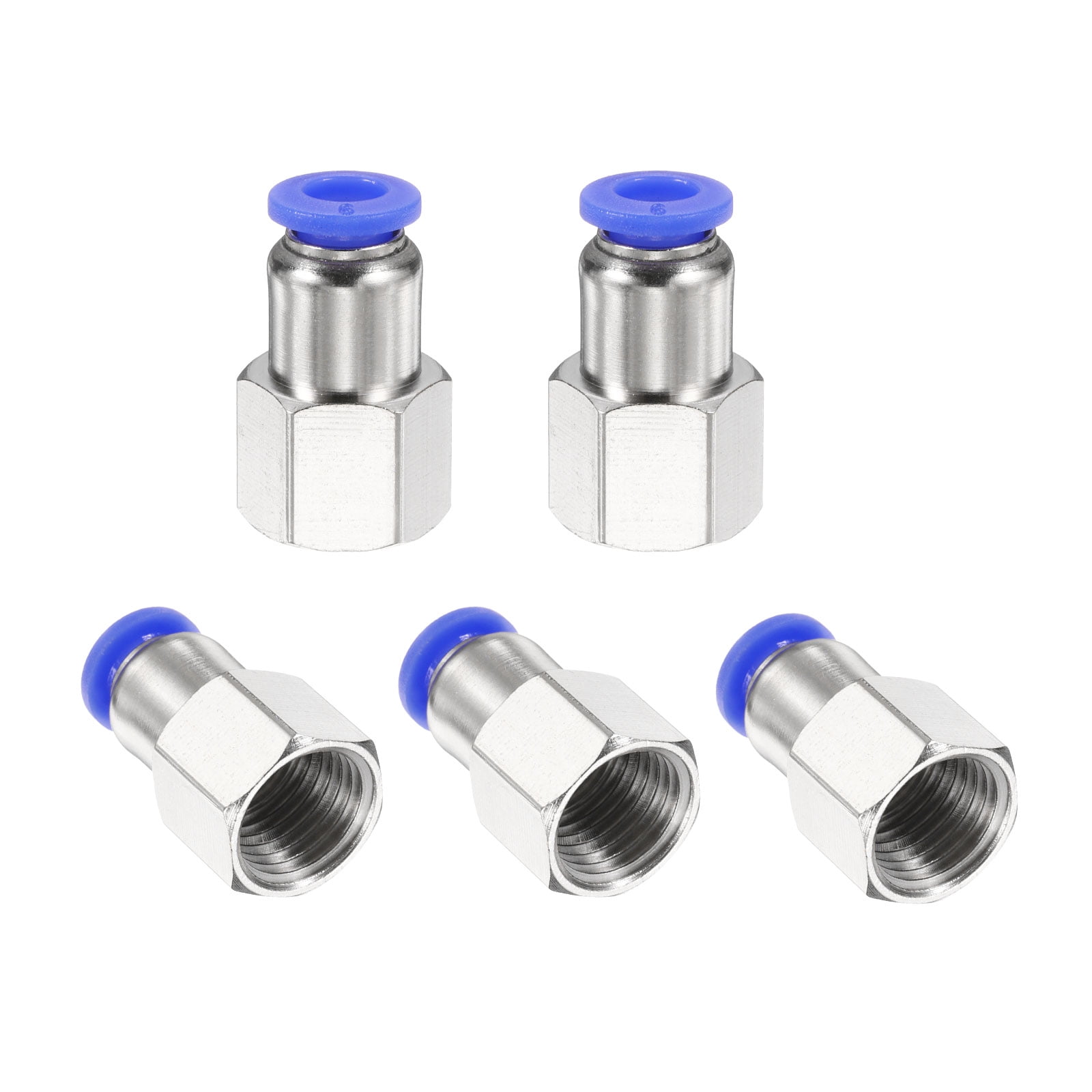 Uxcell 5pcs Push to Connect Fittings 6mm Tube OD x 1/4" NPT Thread Female Straight Pneumatic ...