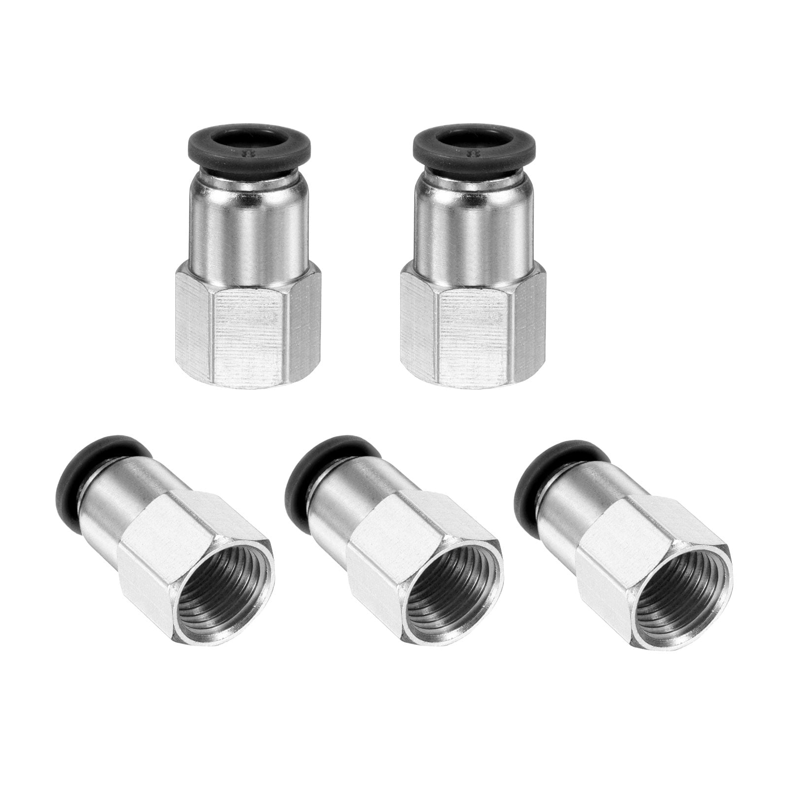 Uxcell 5pcs Push to Connect Fittings 8mm Tube OD x 1/4" NPT Thread Female Straight Pneumatic ...