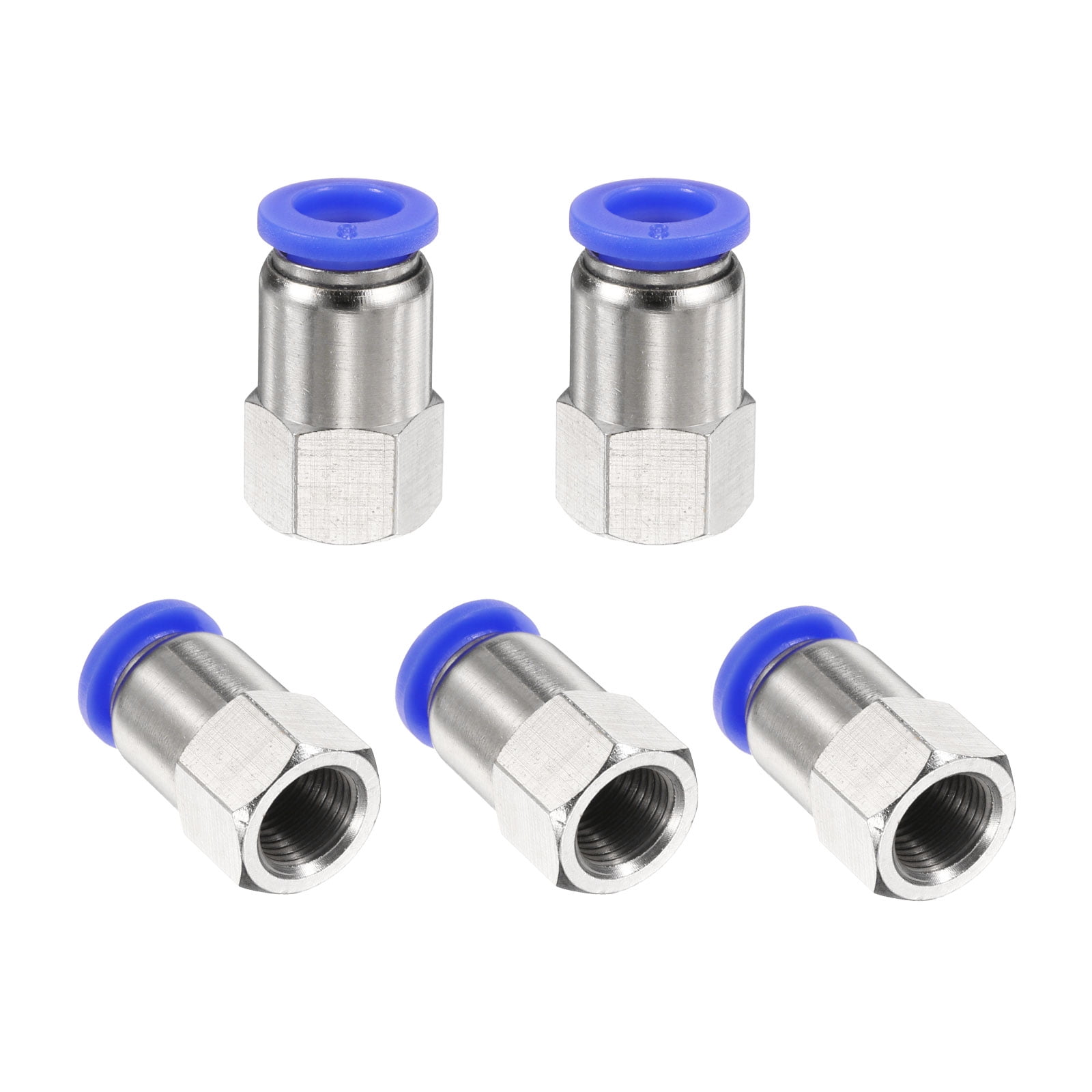 Uxcell 5pcs Push to Connect Fittings 8mm Tube OD x 1/8" NPT Thread Female Straight Pneumatic ...